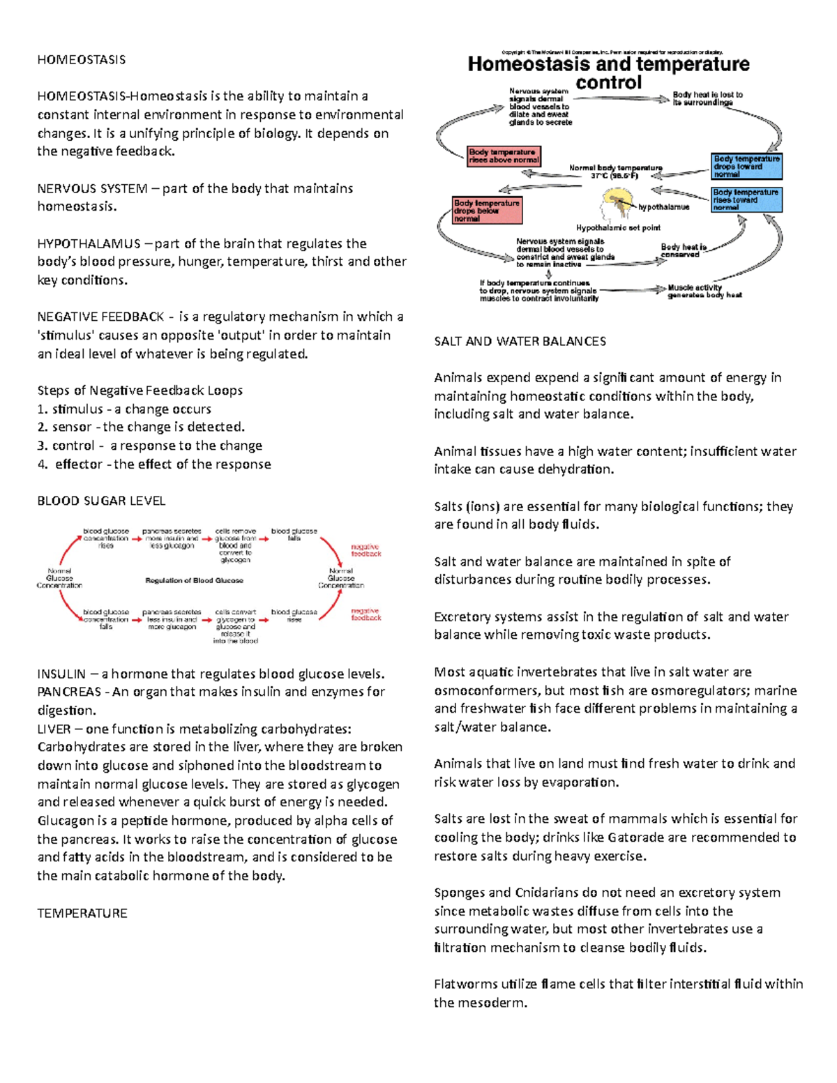 Notes-BODY- Systems - HOMEOSTASIS HOMEOSTASIS-Homeostasis is the ...