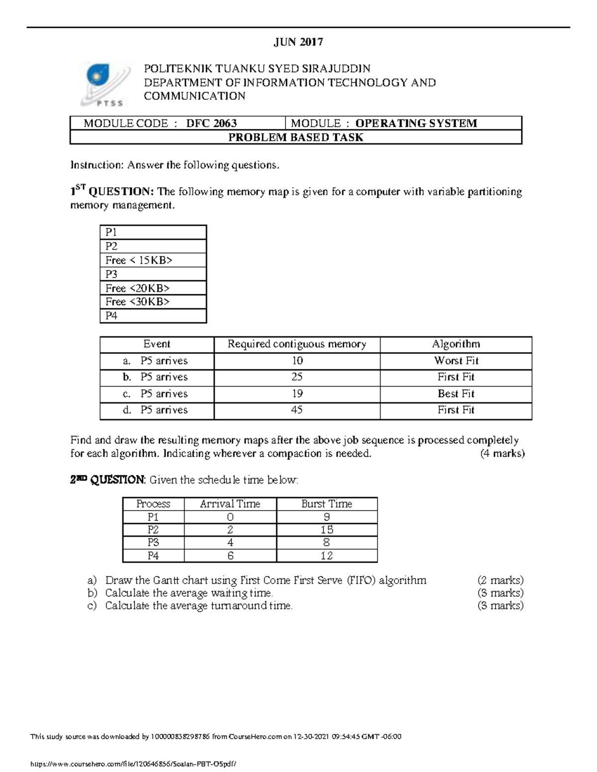 Soalan PBT Operating System - Studocu