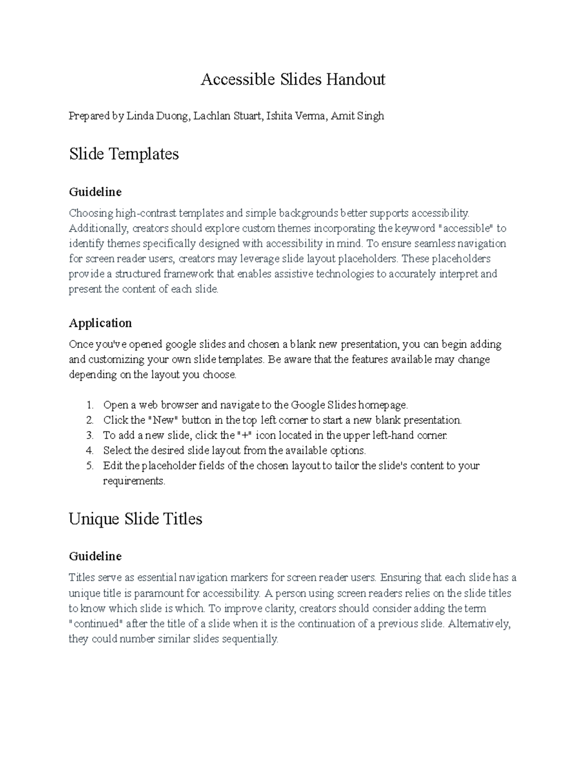 Accessible Slides Handout - Accessible Slides Handout Prepared by Linda ...