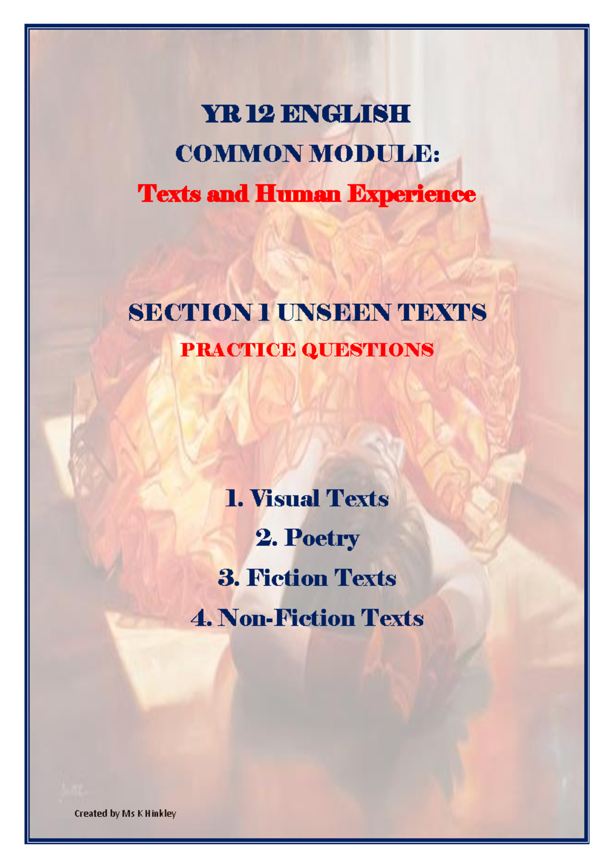 Unseen practice - nkom - YR 12 ENGLISH COMMON MODULE: Texts and Human ...
