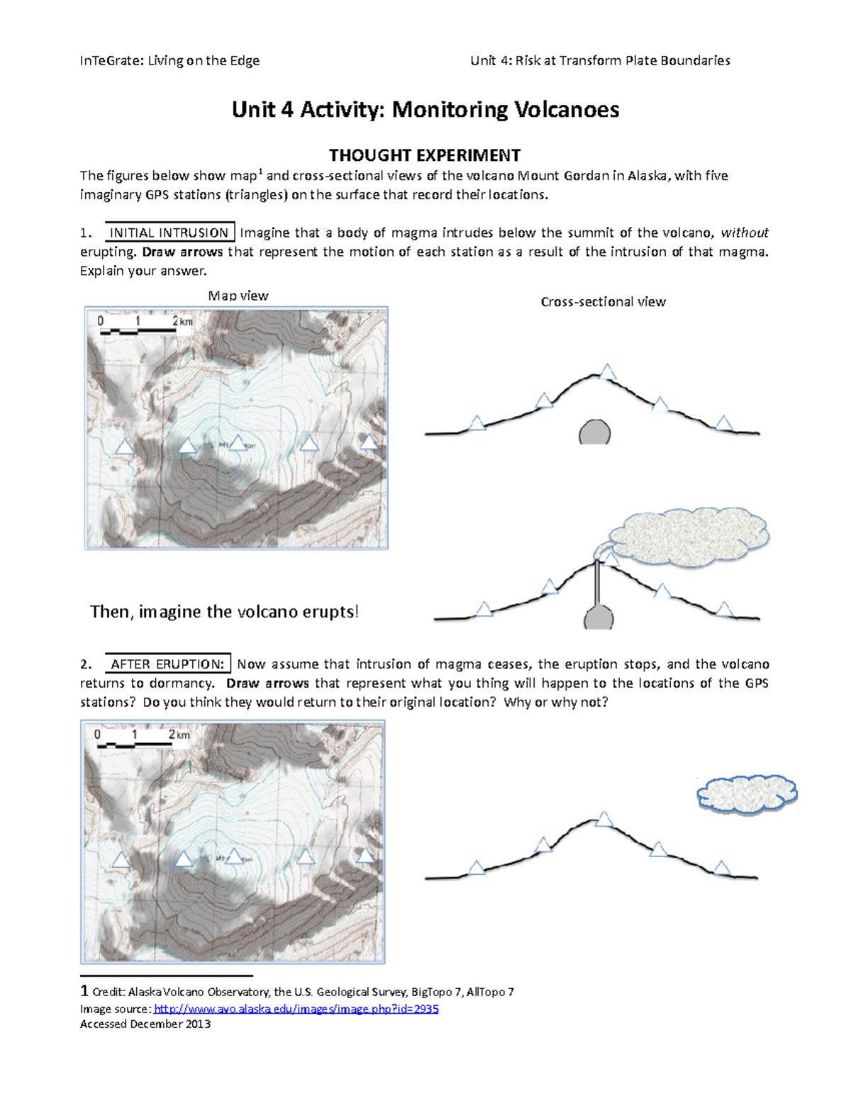 Unit 4 activity student - Unit 4 Activity: Monitoring Volcanoes THOUGHT ...