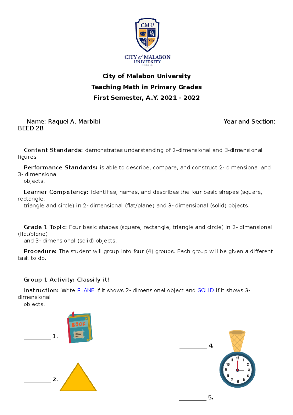 math group activities for elementary schools - City of Malabon ...