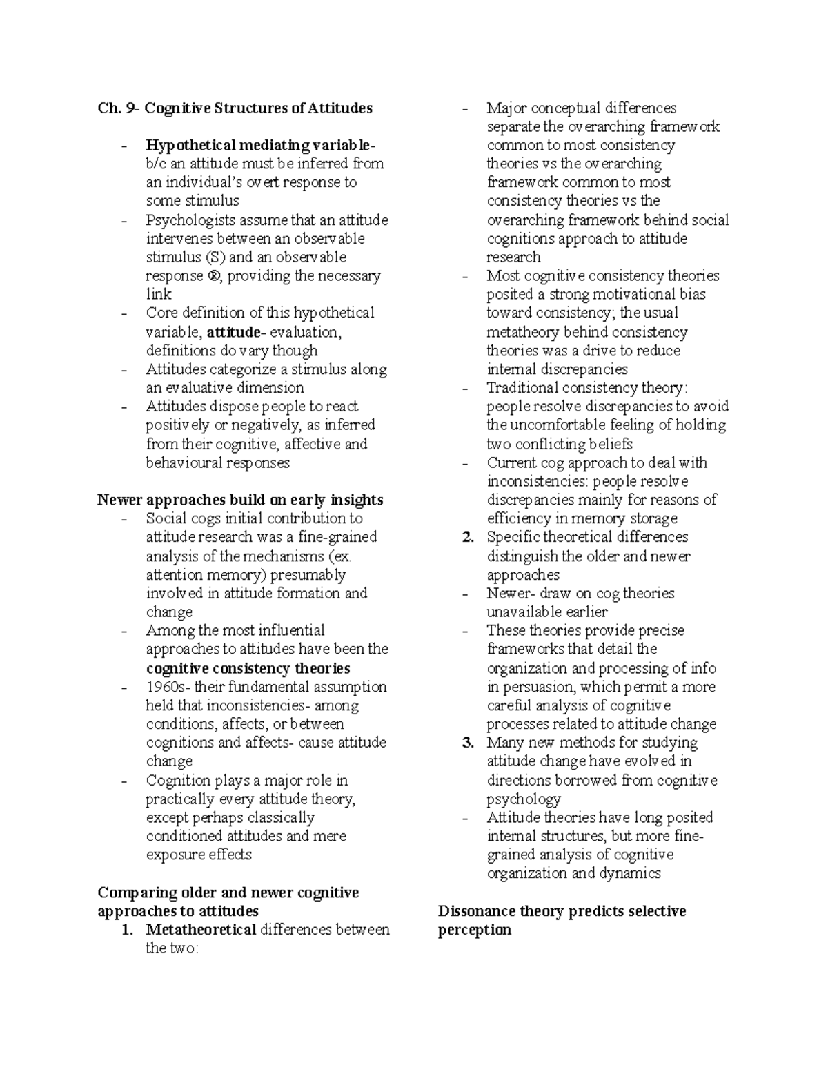 Ch.9- Cognitive structures of attitudes - Ch. 9- Cognitive Structures ...