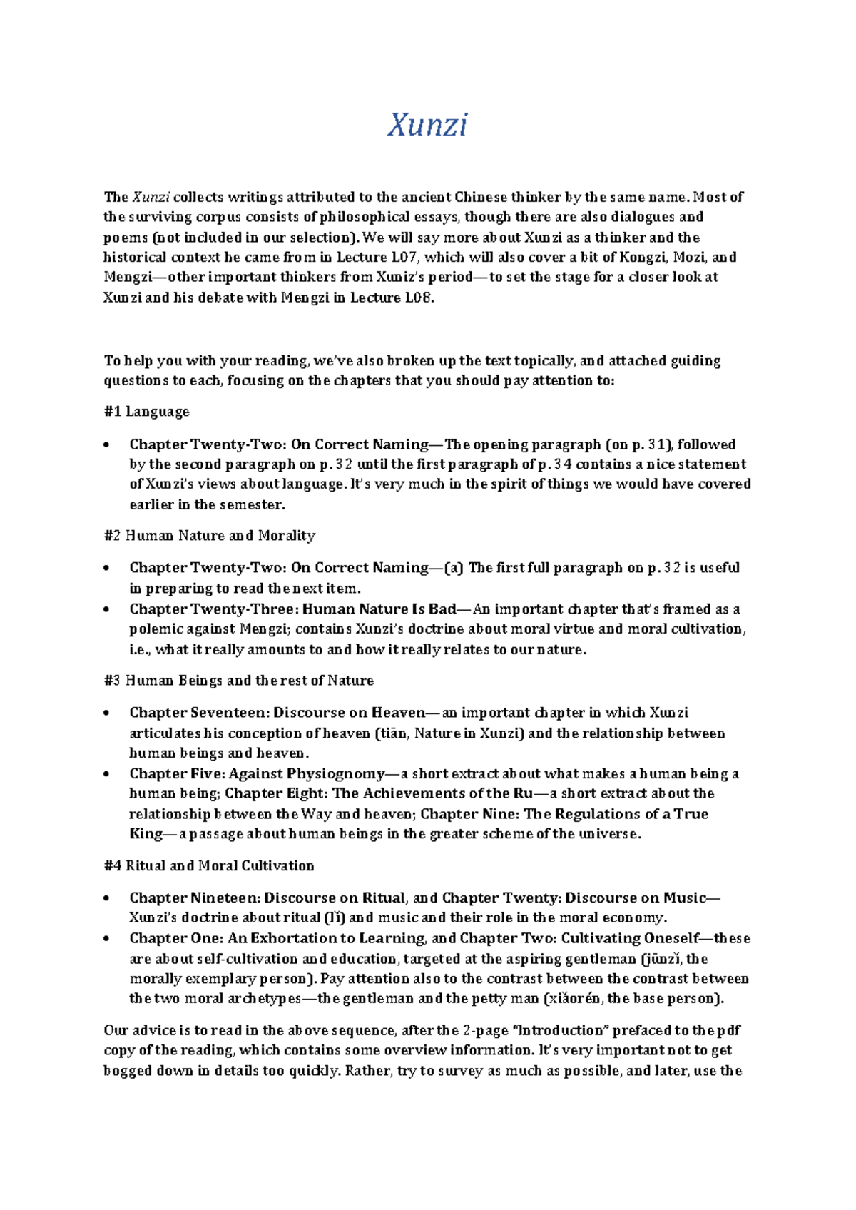 3 Xunzi (Selections) - Xunzi The Xunzi collects writings attributed to ...