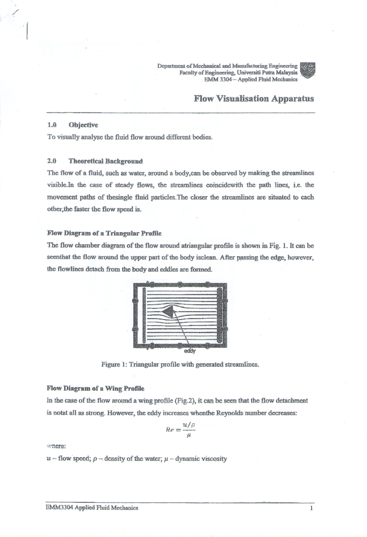 FLOW Visualisation Apparatus - Mechanical Engineering Laboratory III ...