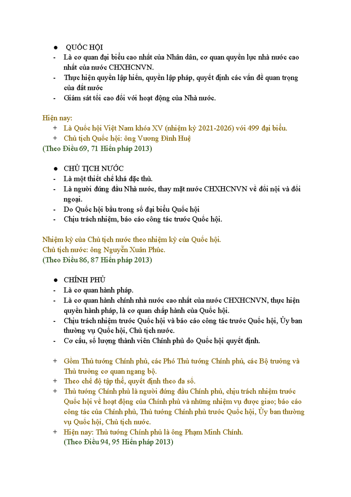 PLĐC bộ máy NNVN hiện hành - QUỐC HỘI Là cơ quan đại biểu cao nhất của ...