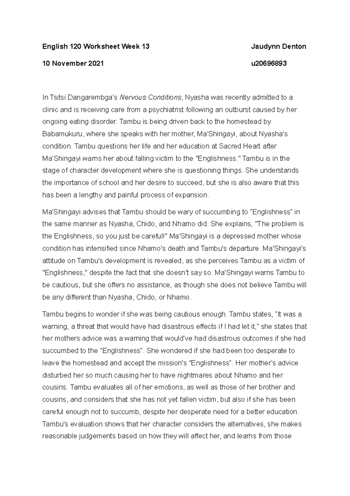 English 120 Worksheet Week 13 - English 120 Worksheet Week 13 Jaudynn ...