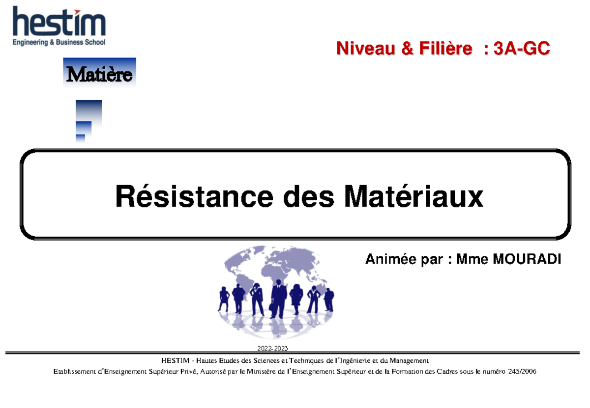 Cours resistance de materiaux BTP - ####### Animée par : Mme MOURADI ...