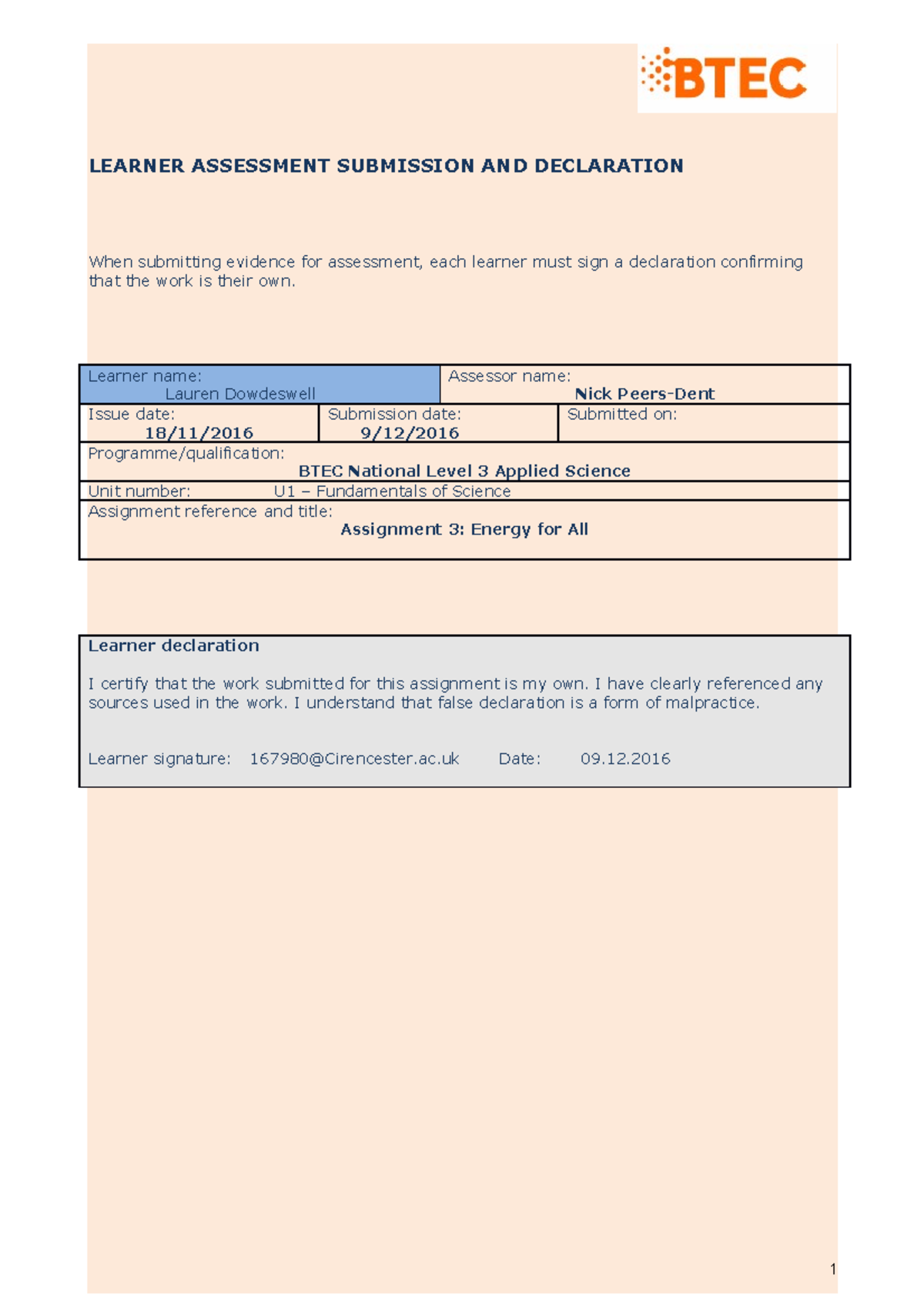LDu1as3v2016 TO Submit - LEARNER ASSESSMENT SUBMISSION AND DECLARATION ...