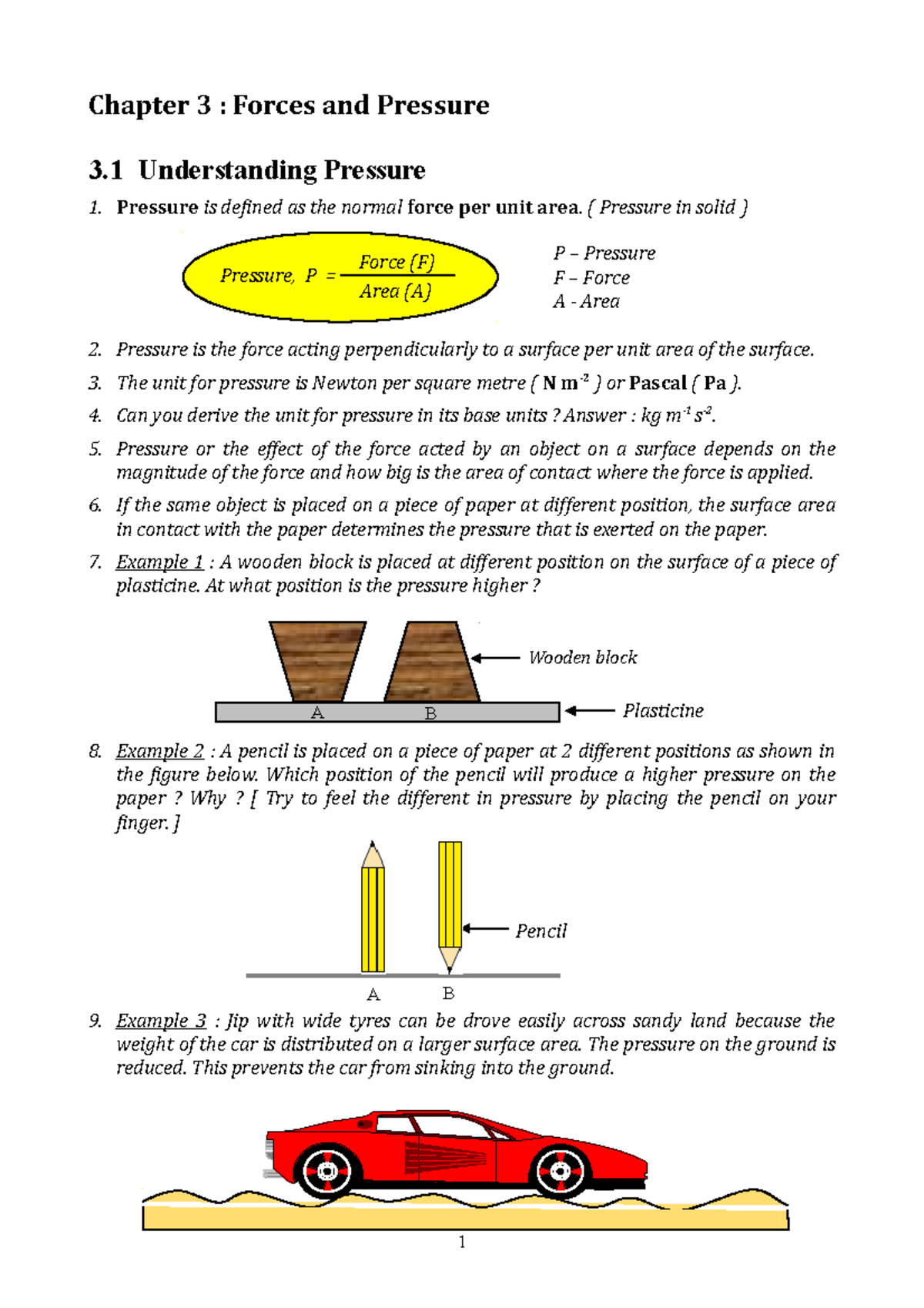Physics Chapter - Chapter 3 : Forces and Pressure 3 Understanding ...