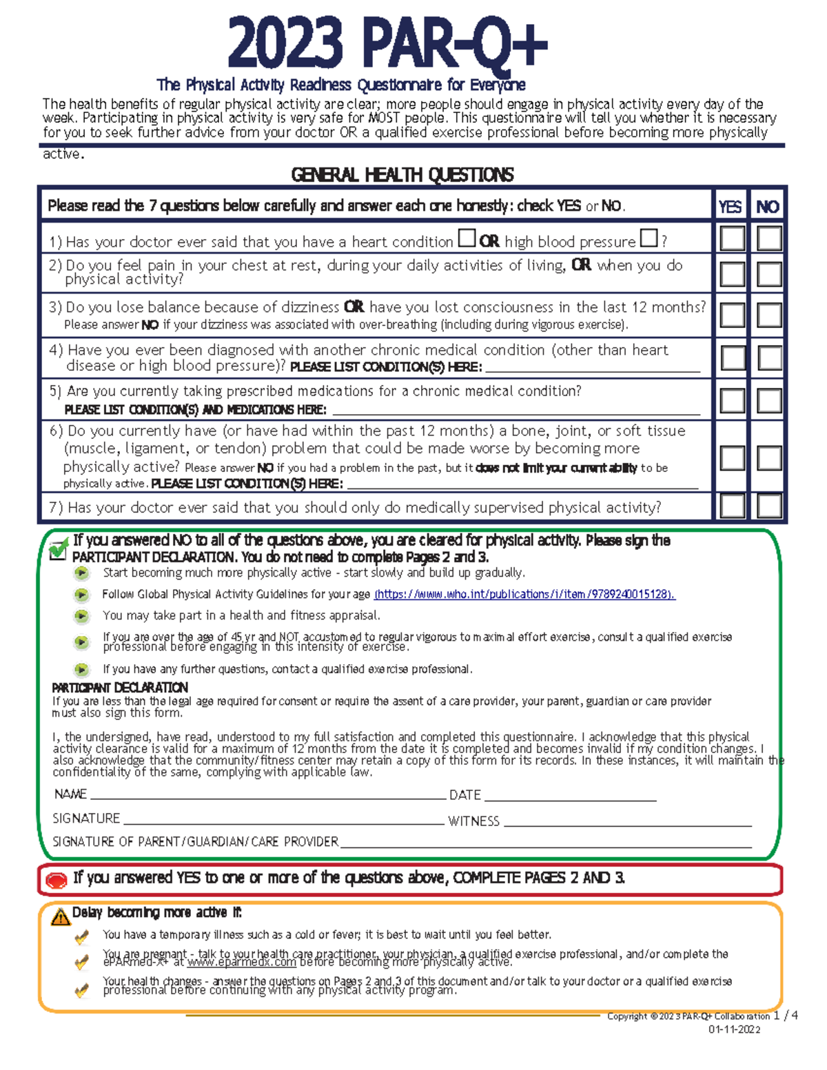 PAR-Q 2023 - PARQ - The Physical Activity Readiness Questionnaire for ...