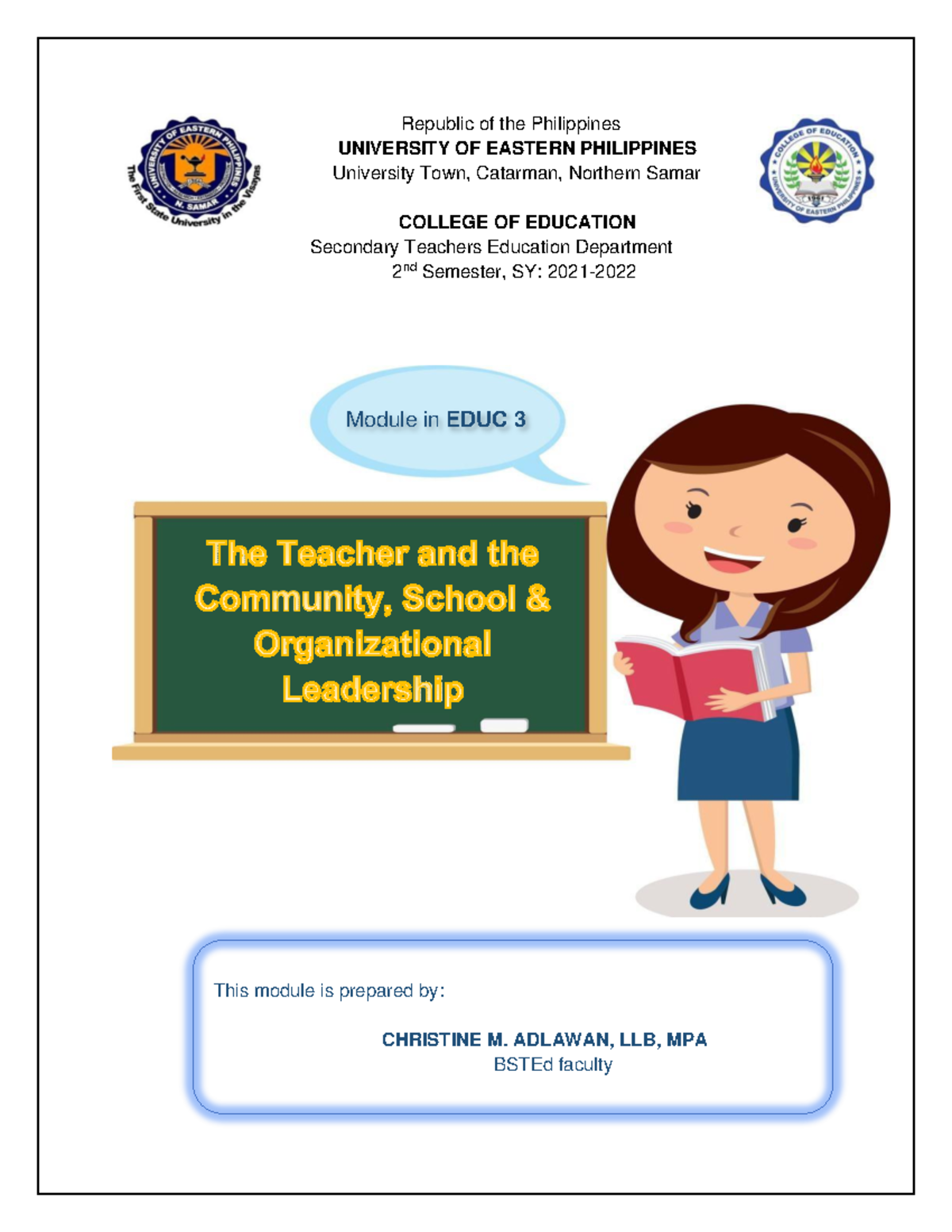 Module 2 - The School as an Organization - Module in EDUC 3 This module ...