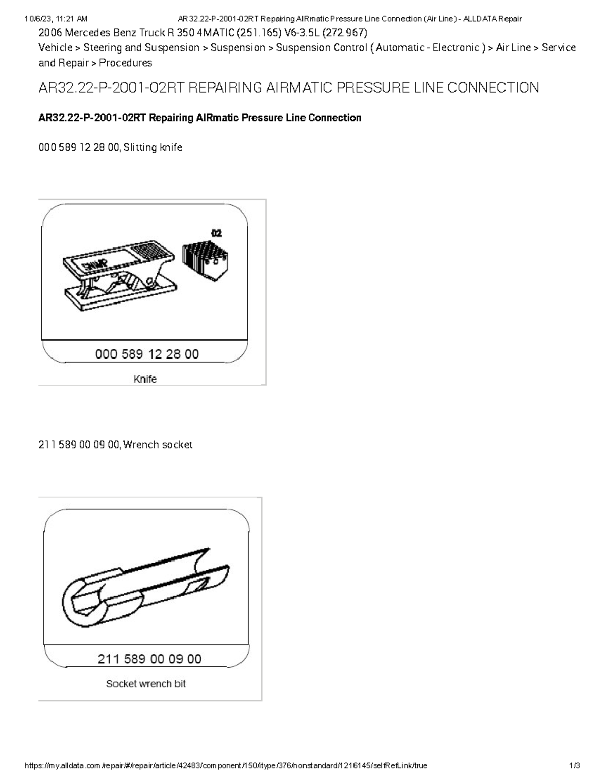 AR32.22-P-2001-02RT Repairing AIRmatic Pressure Line Connection (Air Line) - Alldata Repair ...
