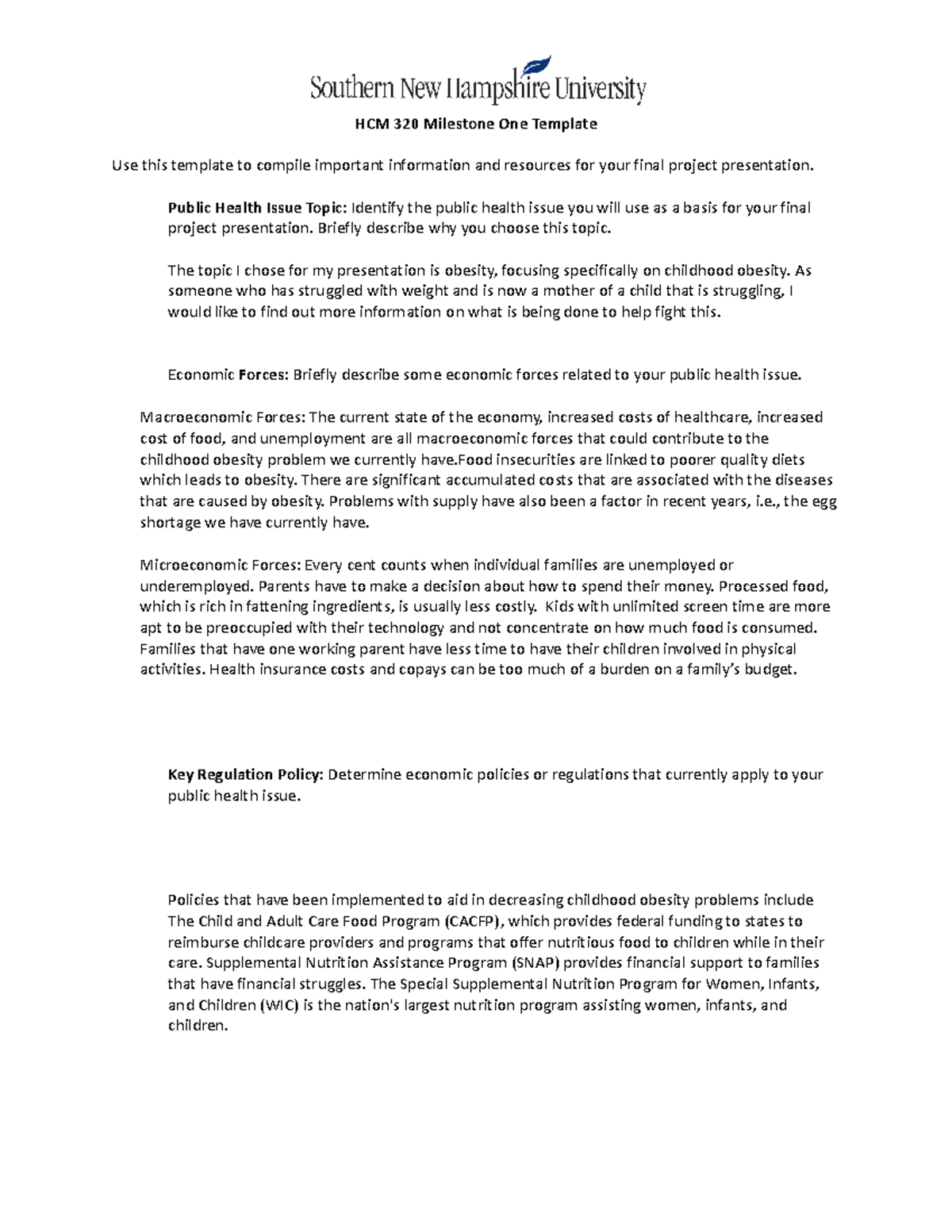 Hcm320 Mile1 Milestone 1 Hcm 320 Milestone One Template Use This Template To Compile