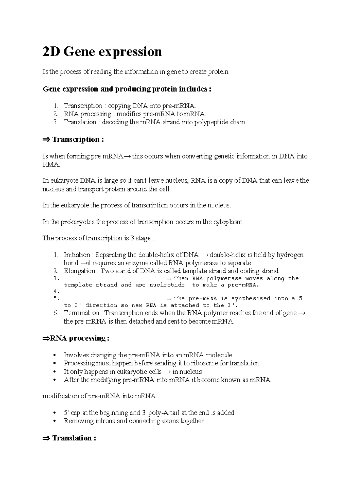 Gene Expression - bio - 2D Gene expression Is the process of reading ...