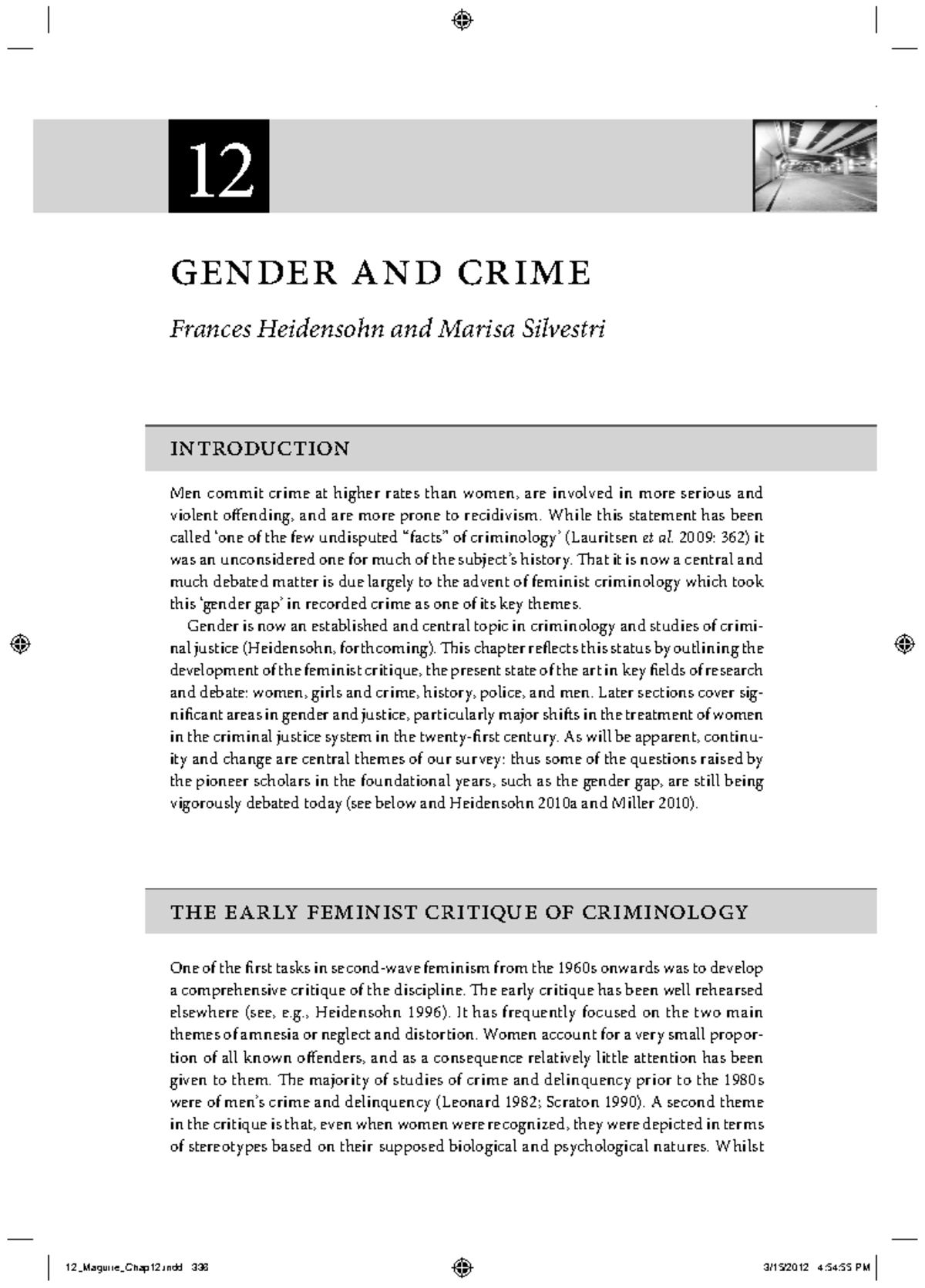 Gender and Crime Oxford Handbook of Criminology Extract - 2 gender and ...