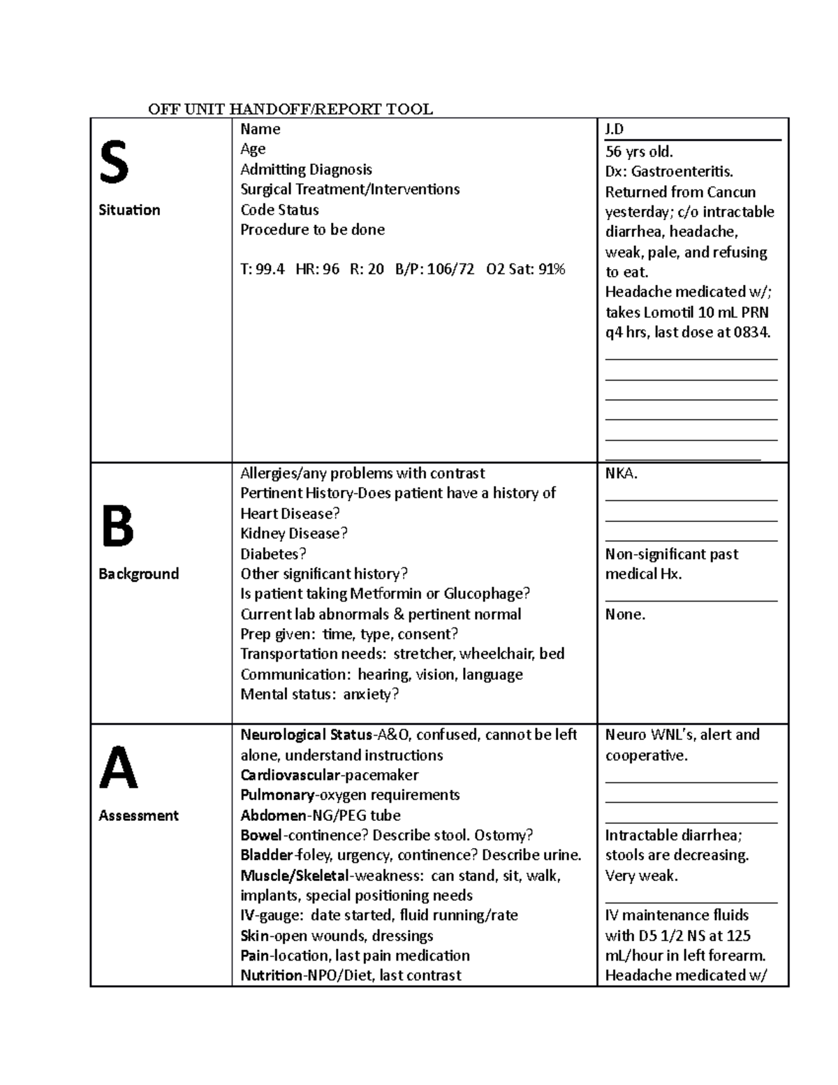 ATI SBAR John Duncan OFF UNIT HANDOFF REPORT TOOL S Situation Name ati-sbar-john-duncan-off-unit-handoff-report-tool-s-situation-name