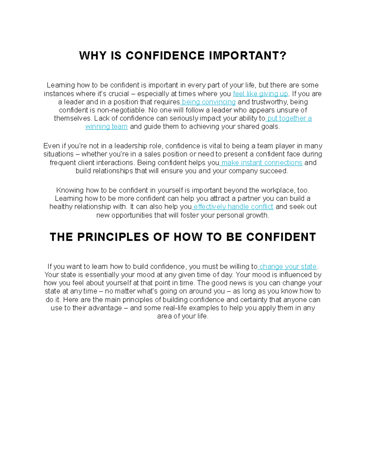 WHY IS Confidence Important in human live - WHY IS CONFIDENCE IMPORTANT ...
