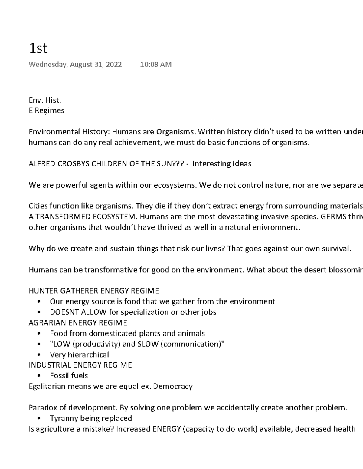 Energy Regimes - Jon Felt - Env. Hist. E Regimes Environmental History ...