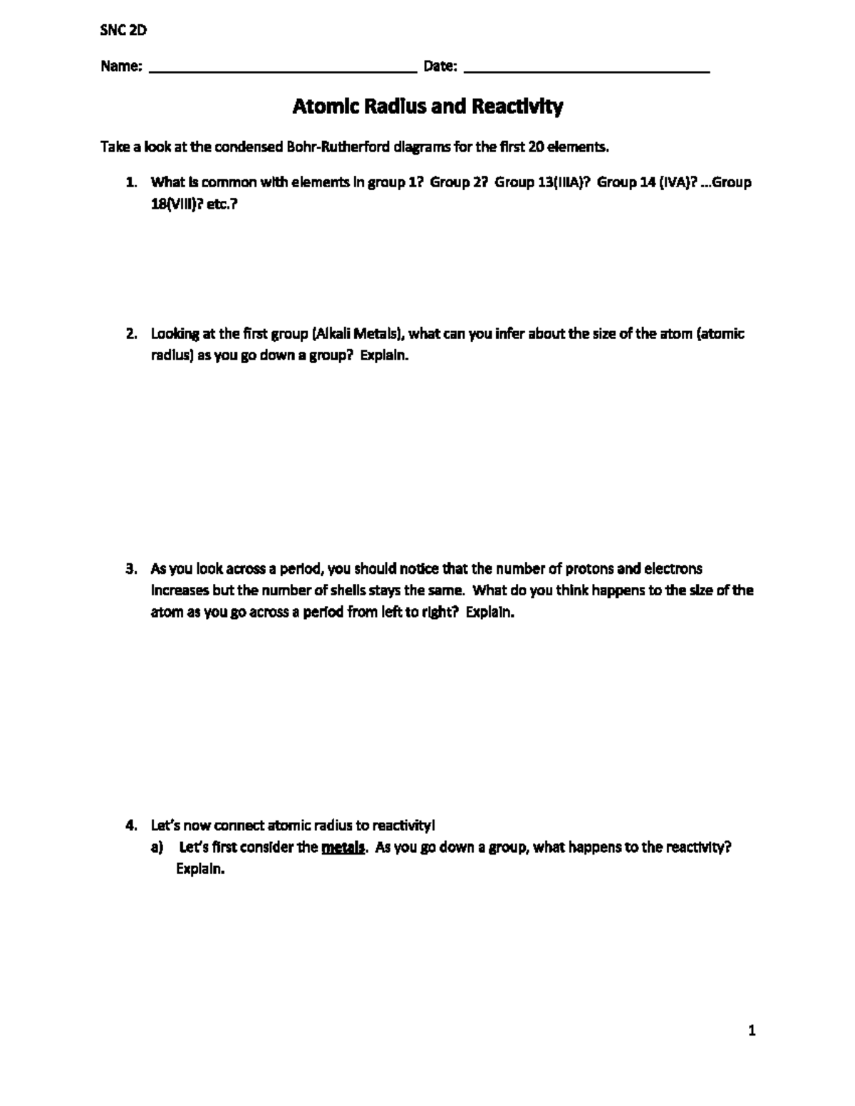 Atomic Radius & Reactivity - Studocu