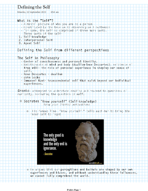 THE SELF AS A Cognitive Construct - Prelims - SELF, SOCIETY AND CULTURE ...