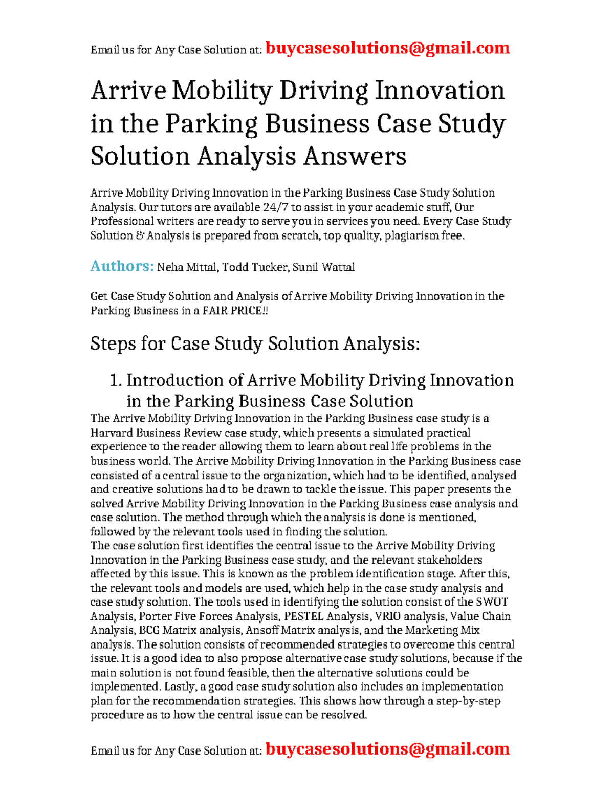 Case Solution Arrive Mobility Driving Innovation in the Parking ...