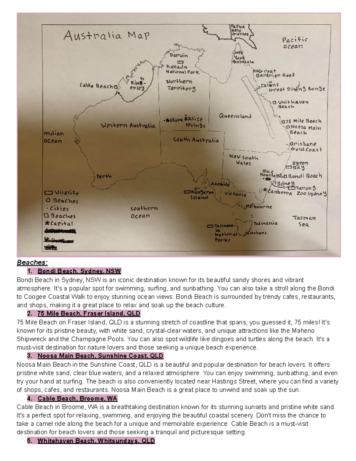 Australia - Map of Austraila - Beaches: 1. Bondi Beach, Sydney, NSW ...
