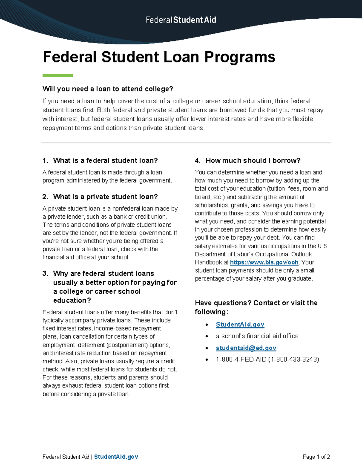 Federal-loan-programs - Federal Student Aid | StudentAid Page 1 of 2 ...