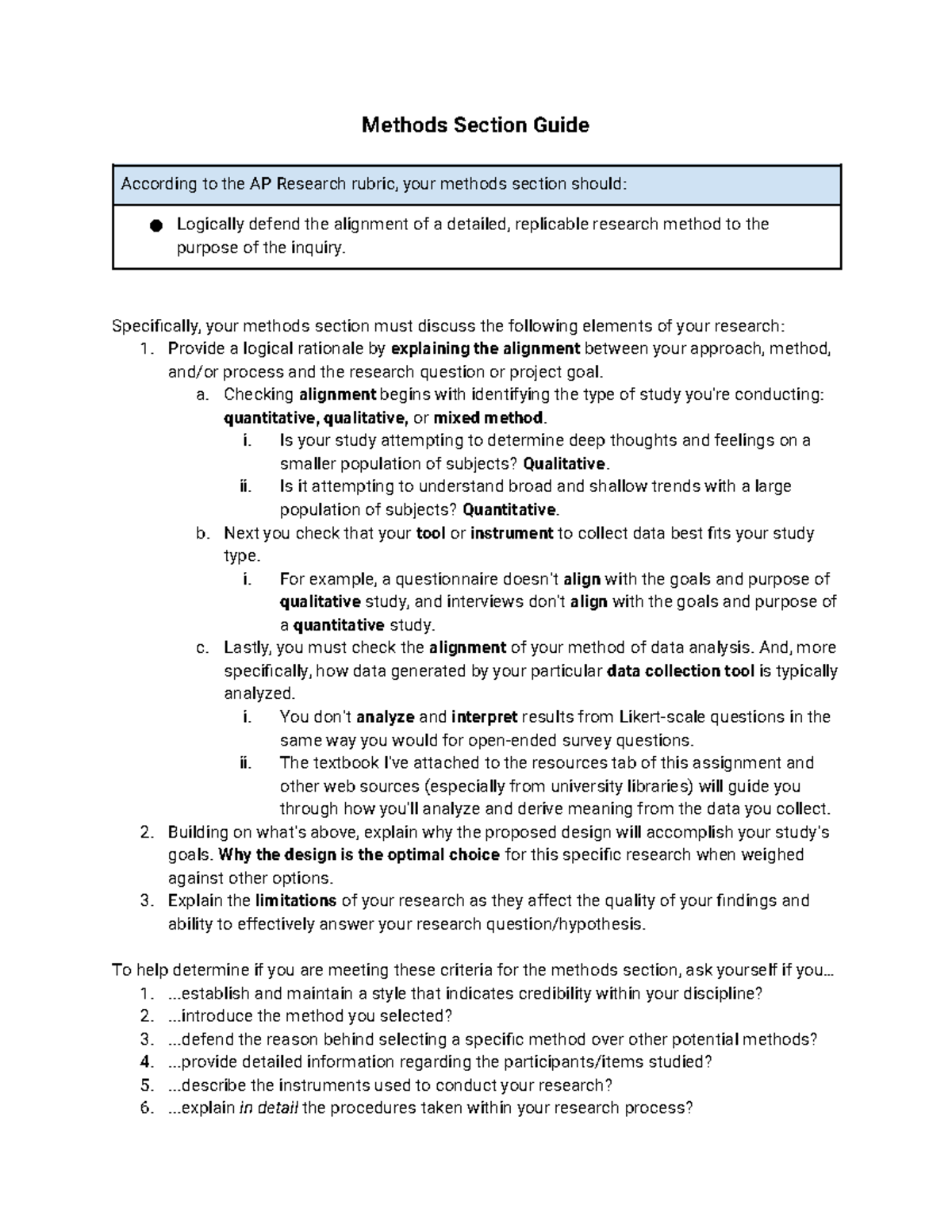 Methods Section Guide - Summary Sag es treffender: Ein Handbuch mit ...