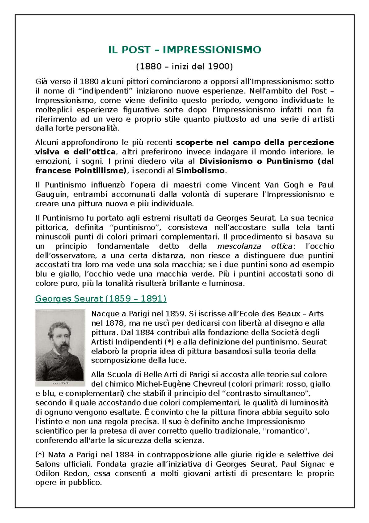 IL POST - Impressionismo - IL POST – IMPRESSIONISMO (1880 – inizi del 1900) Già verso il 1880 ...