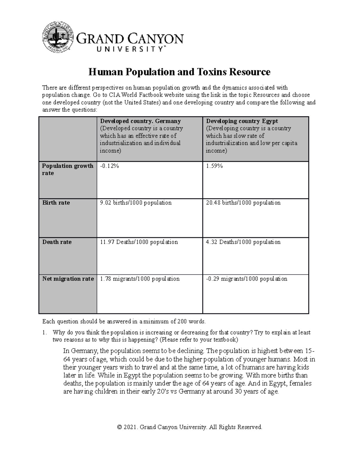 W3 - Week 3 assignment - Human Population and Toxins Resource There are ...