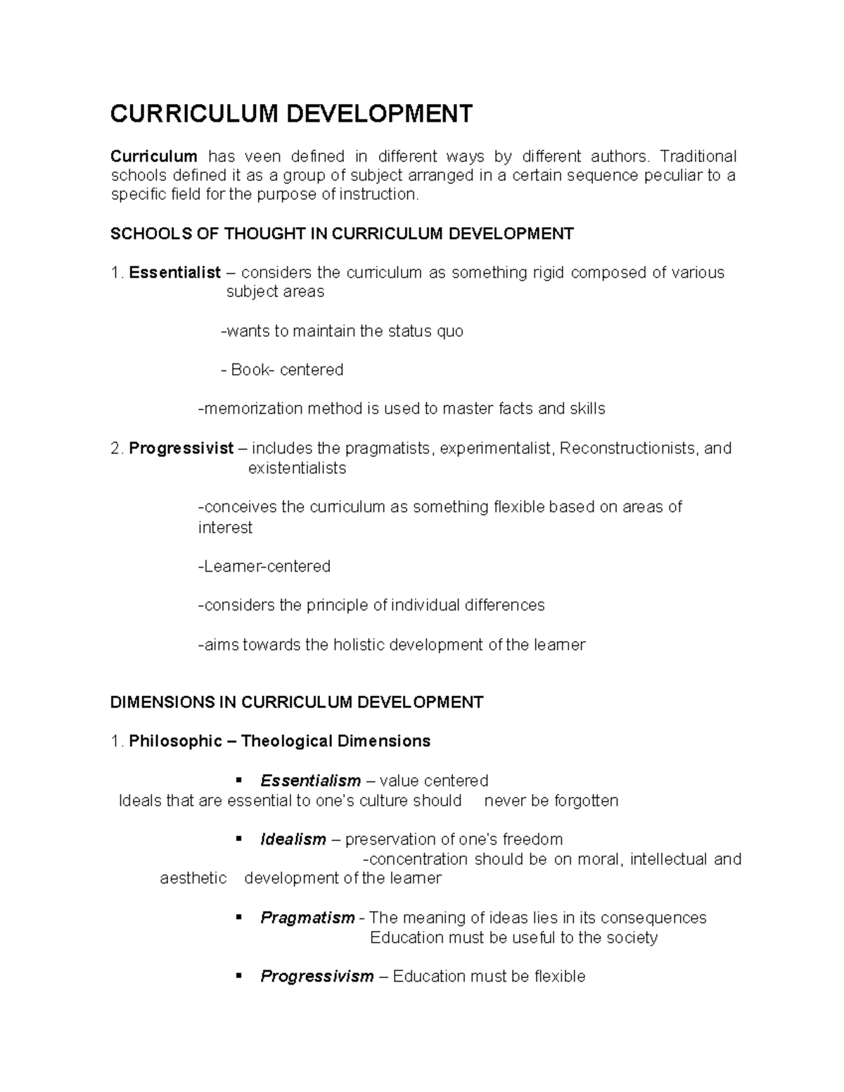 Curriculum Development - CURRICULUM DEVELOPMENT Curriculum has veen ...
