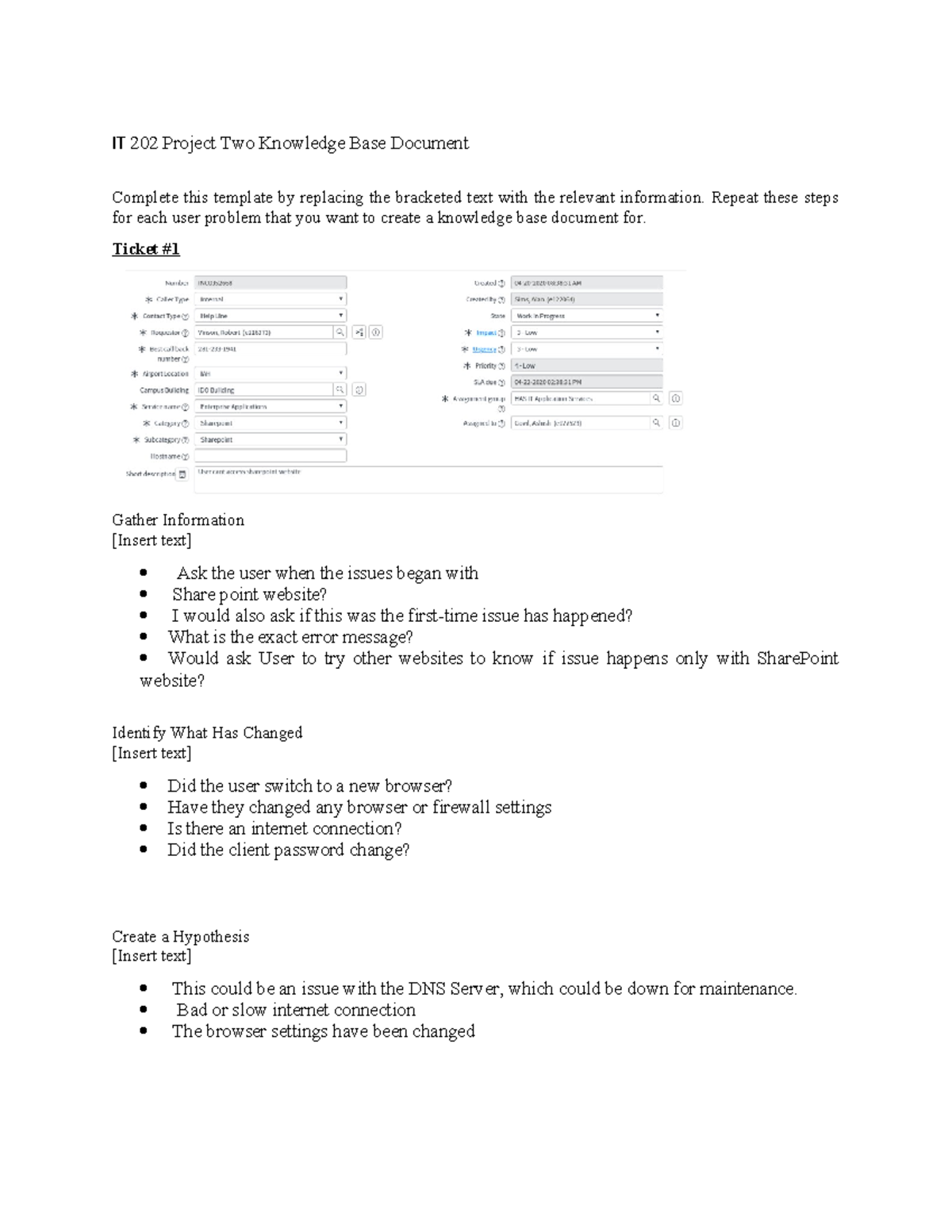 IT 202 Module 7 Project TWO final - IT 202 Project Two Knowledge Base ...