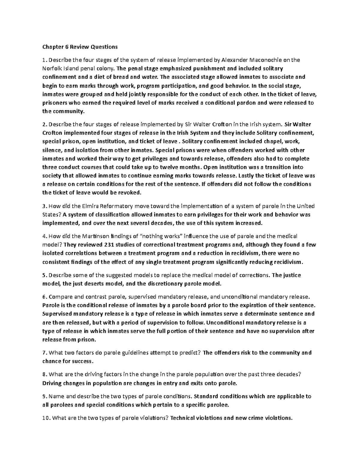 Chapter 6 Review Questions - Chapter 6 Review Questions Describe the ...