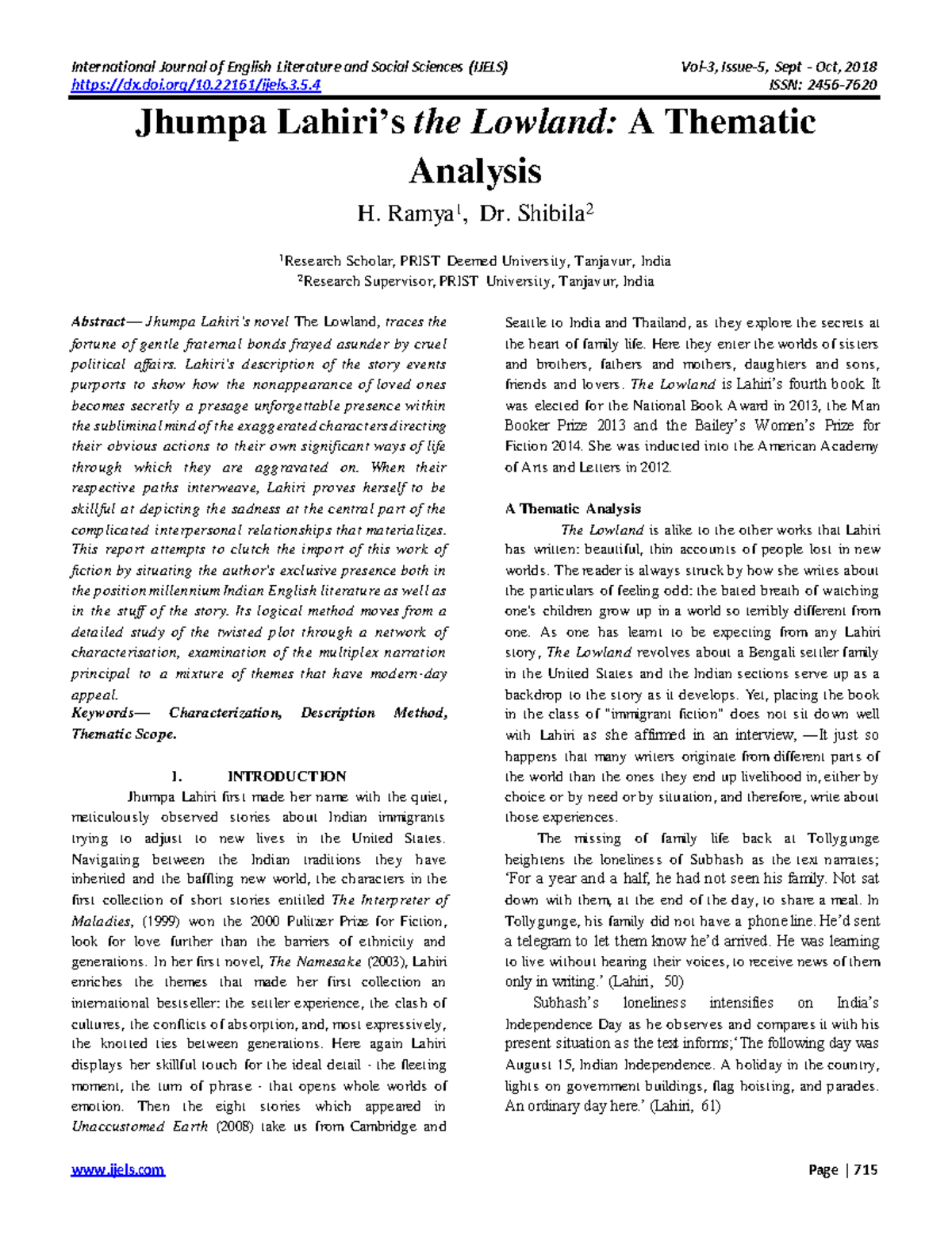 264457 jhumpa lahiris the lowland a thematic an 8383b35f - dx.doi/10. ...
