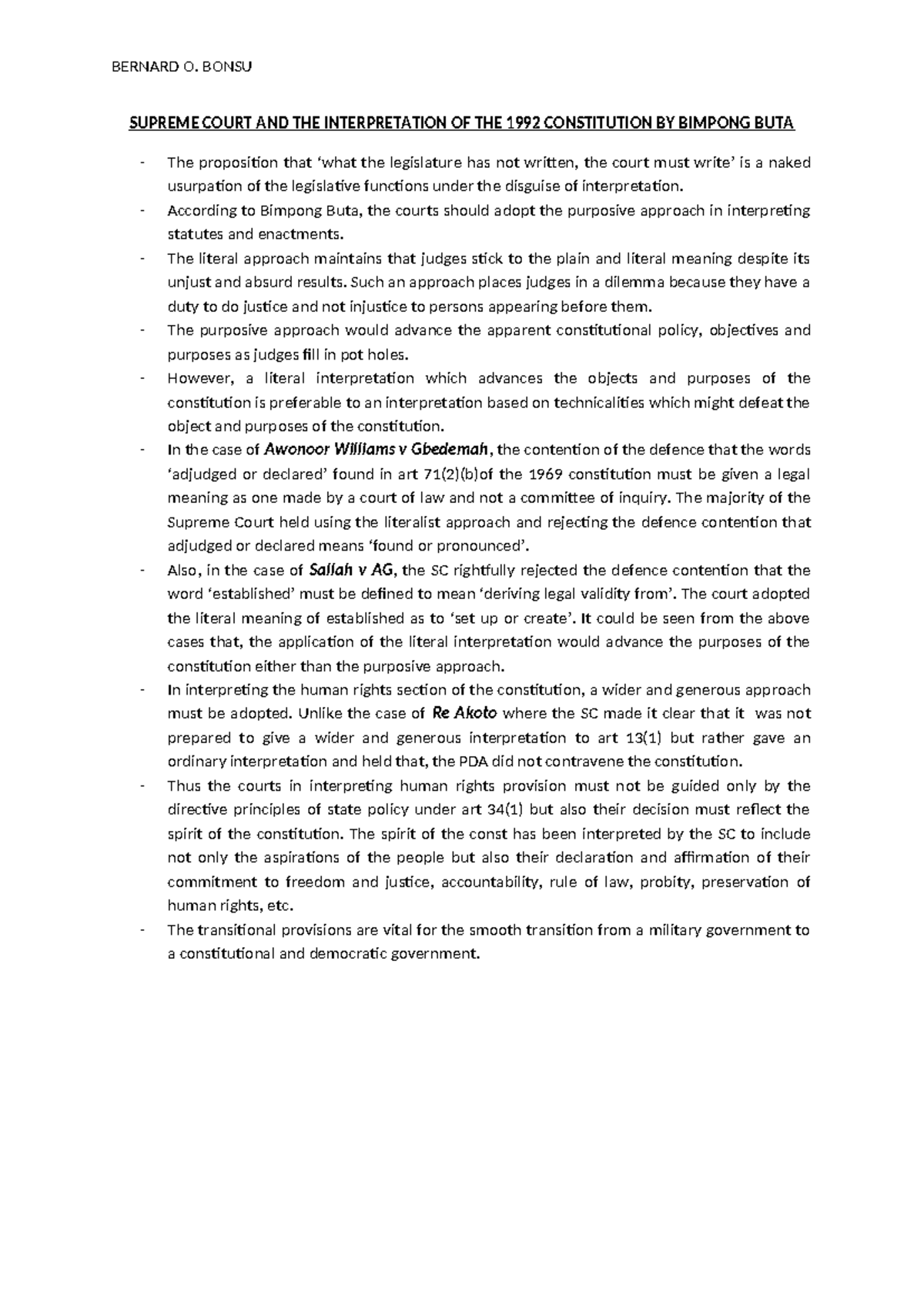Supreme Court AND Interpretation - BERNARD O. BONSU SUPREME COURT AND ...