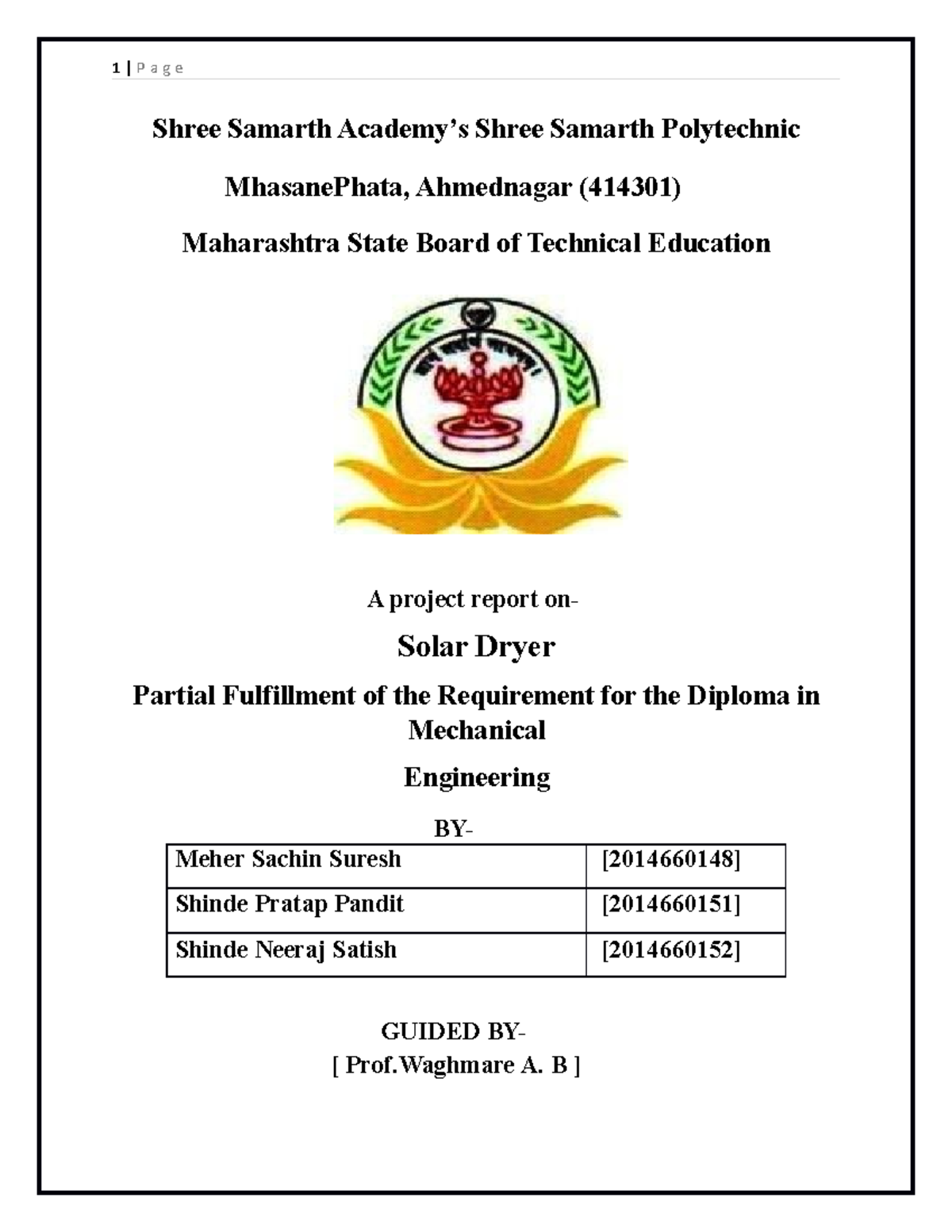 RET Micro Project Niraj - 1 | P a g e Shree Samarth Academy’s Shree ...