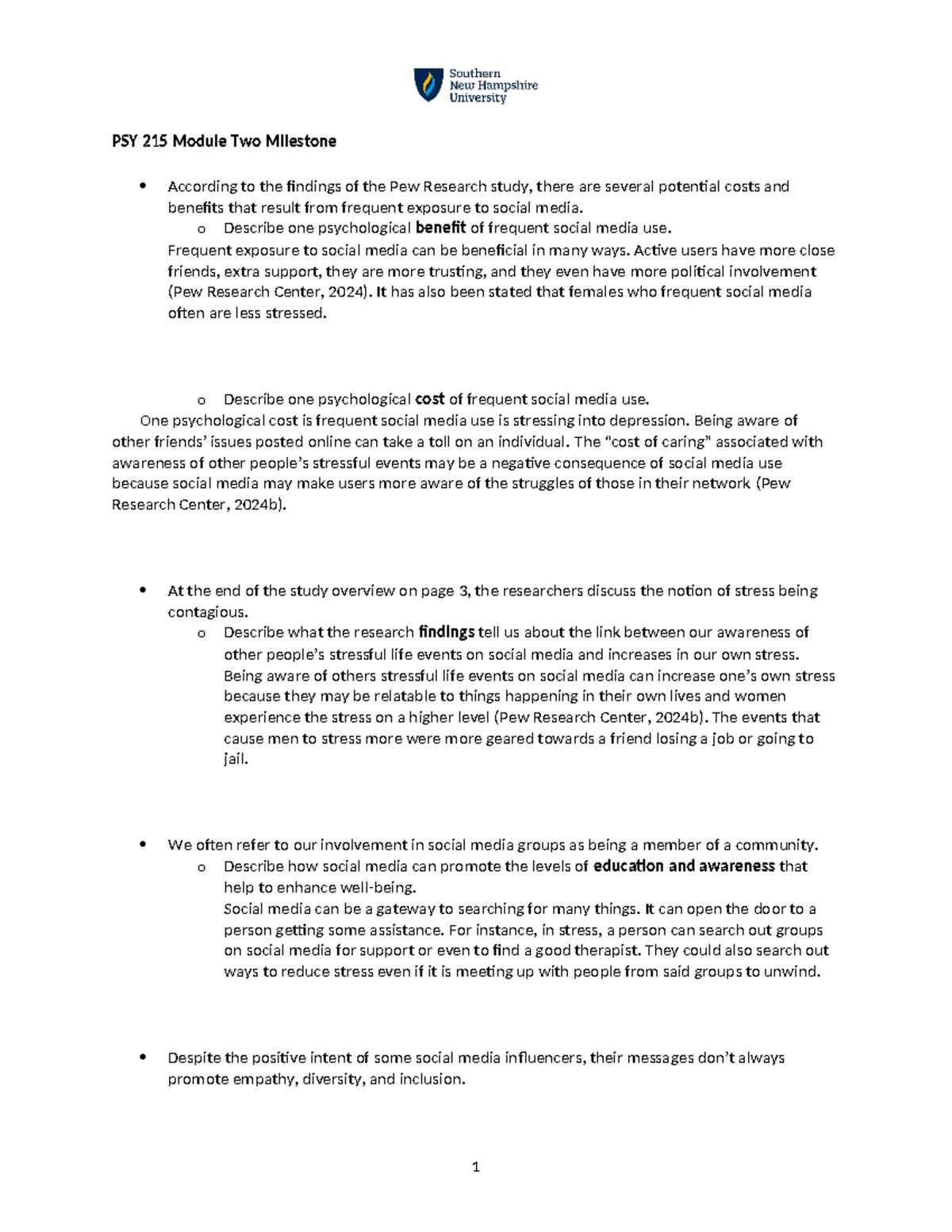 PSY 215 Module Two Milestone - PSY 215 Module Two Milestone According ...
