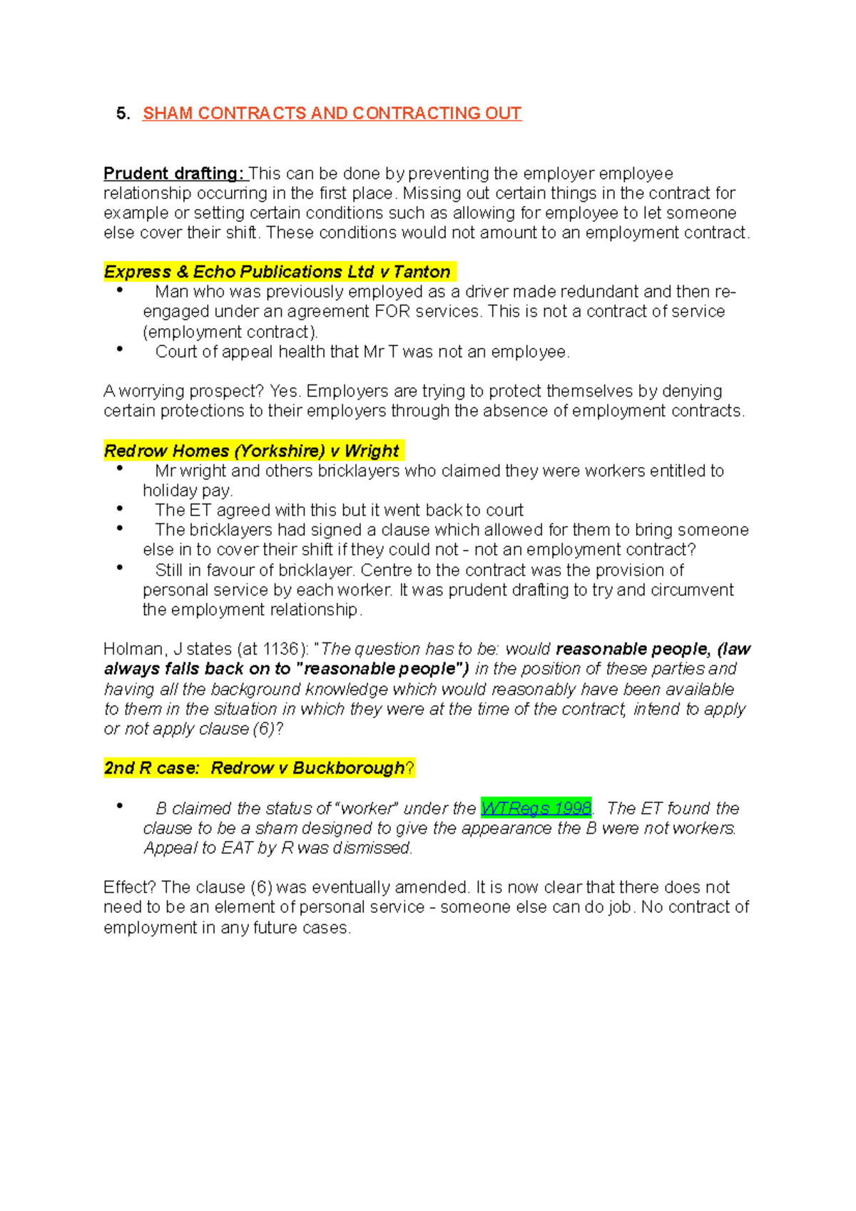 SHAM Contracts AND Contracting OUT - 5. SHAM CONTRACTS AND CONTRACTING ...