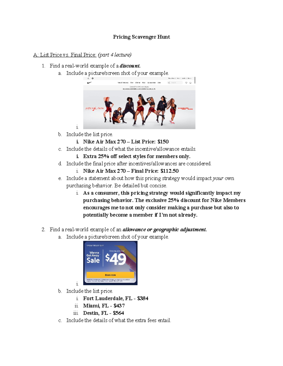 Pricing Scavenger Hunt - Final Price: (part 4 lecture) Find a real ...