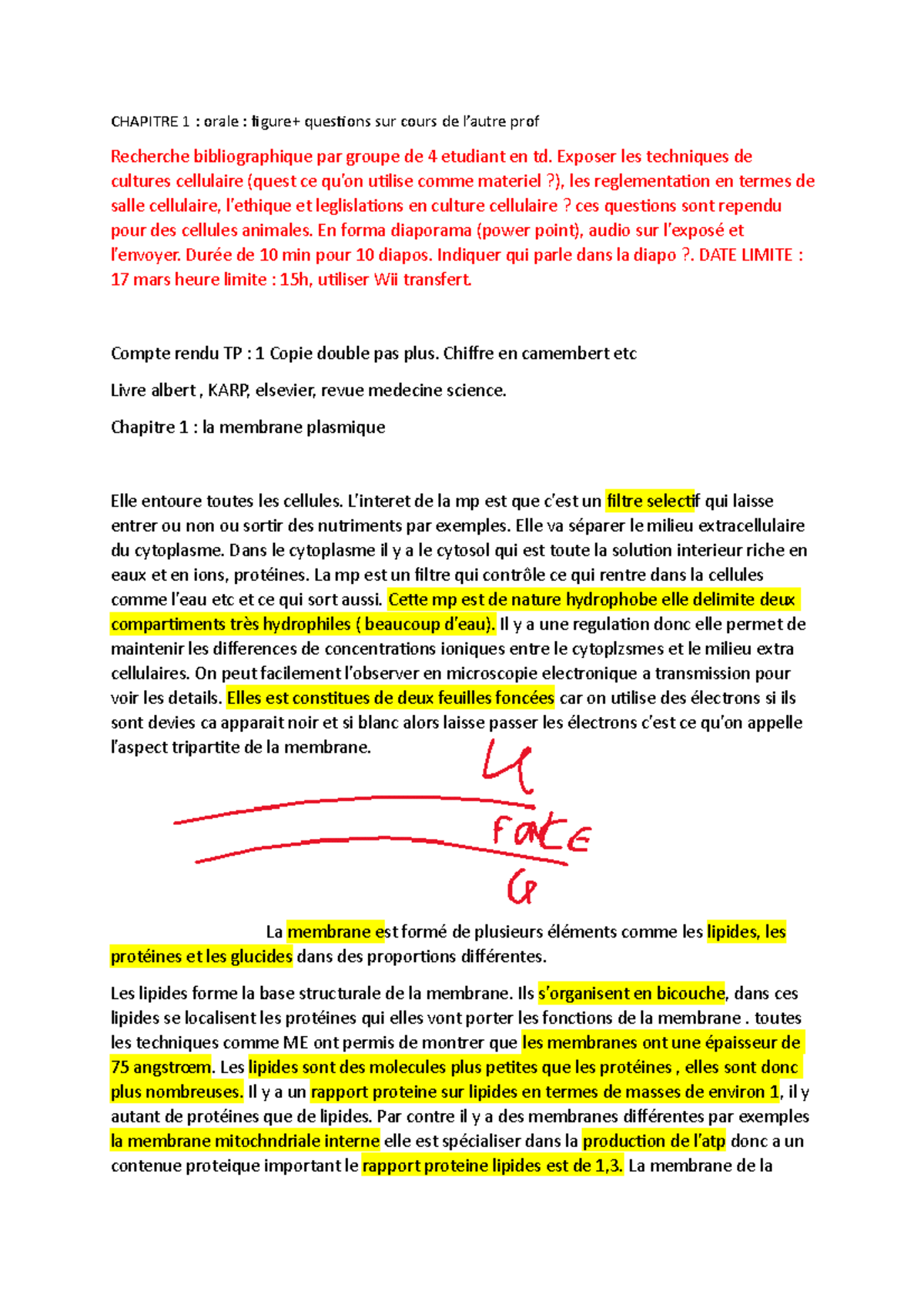 Chapitre 1 - biologie cellulaire - CHAPITRE 1 : orale : figure+ ...