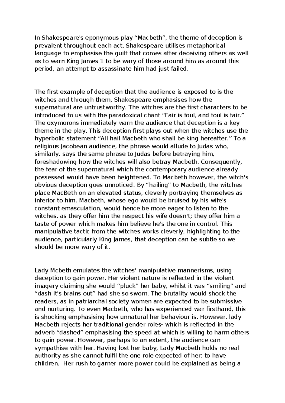 Betrayal in macbeth - In Shakespeare's eponymous play “Macbeth”, the ...