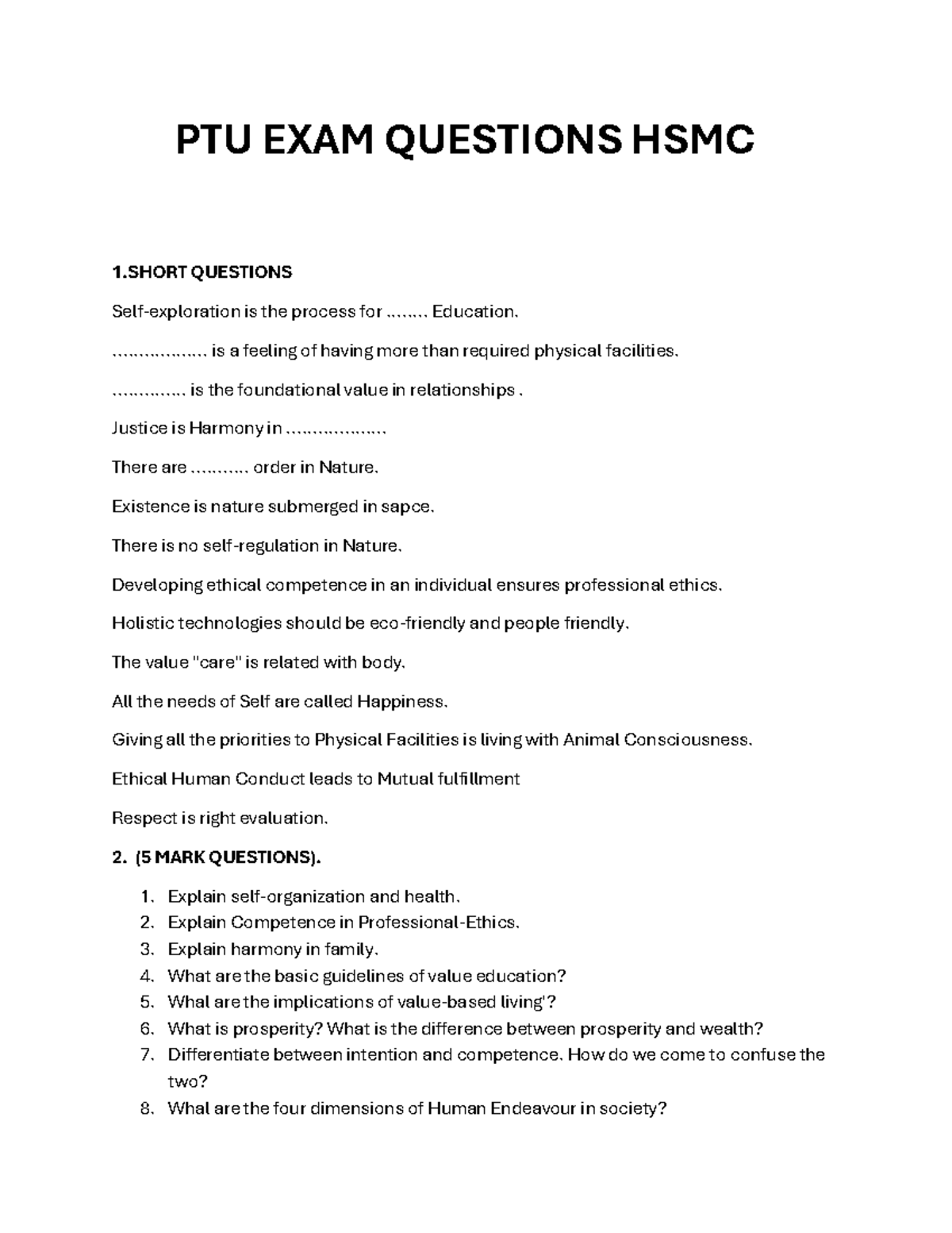 Hsmc - hsmc exam questions pyq - PTU EXAM QUESTIONS HSMC 1 QUESTIONS ...