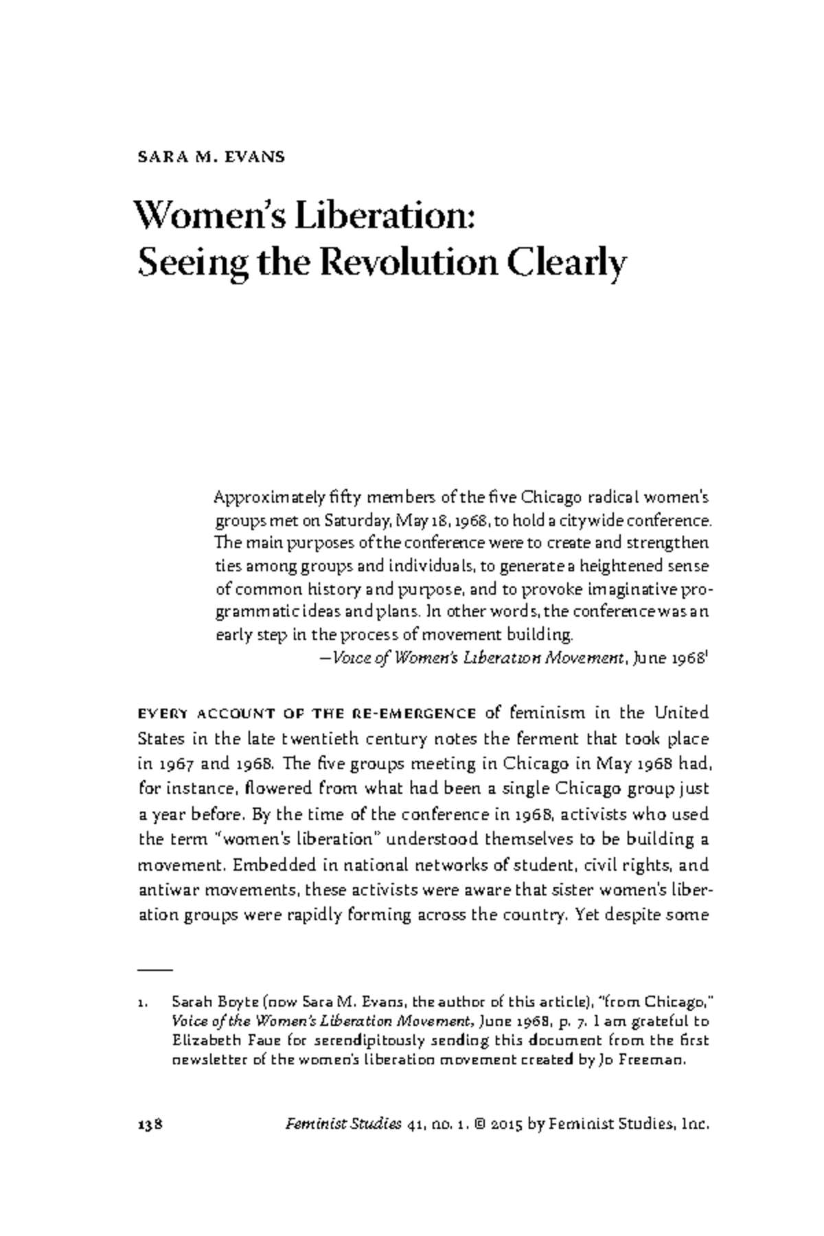 FS41-1 Sara M - English Composition ESSAYS - Feminist Studies , no ...