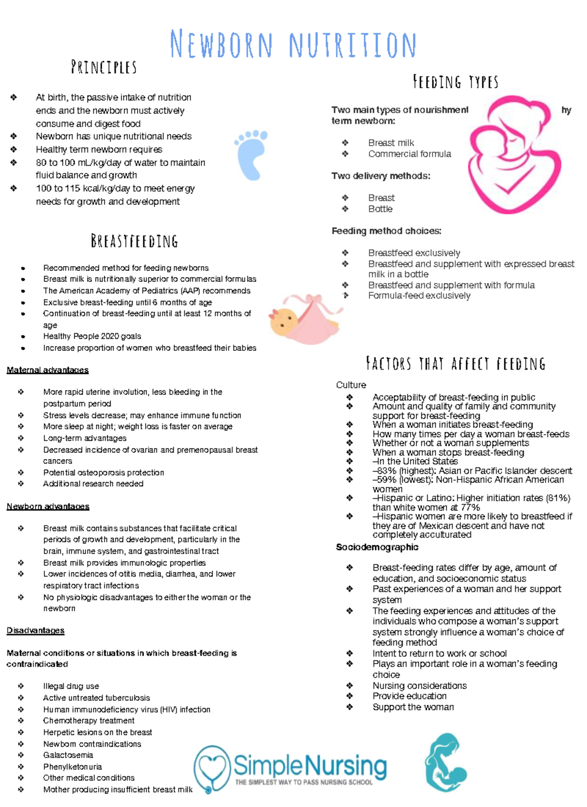 Newborn Nutrition - notes - Newborn nutrition Principles At birth, the ...