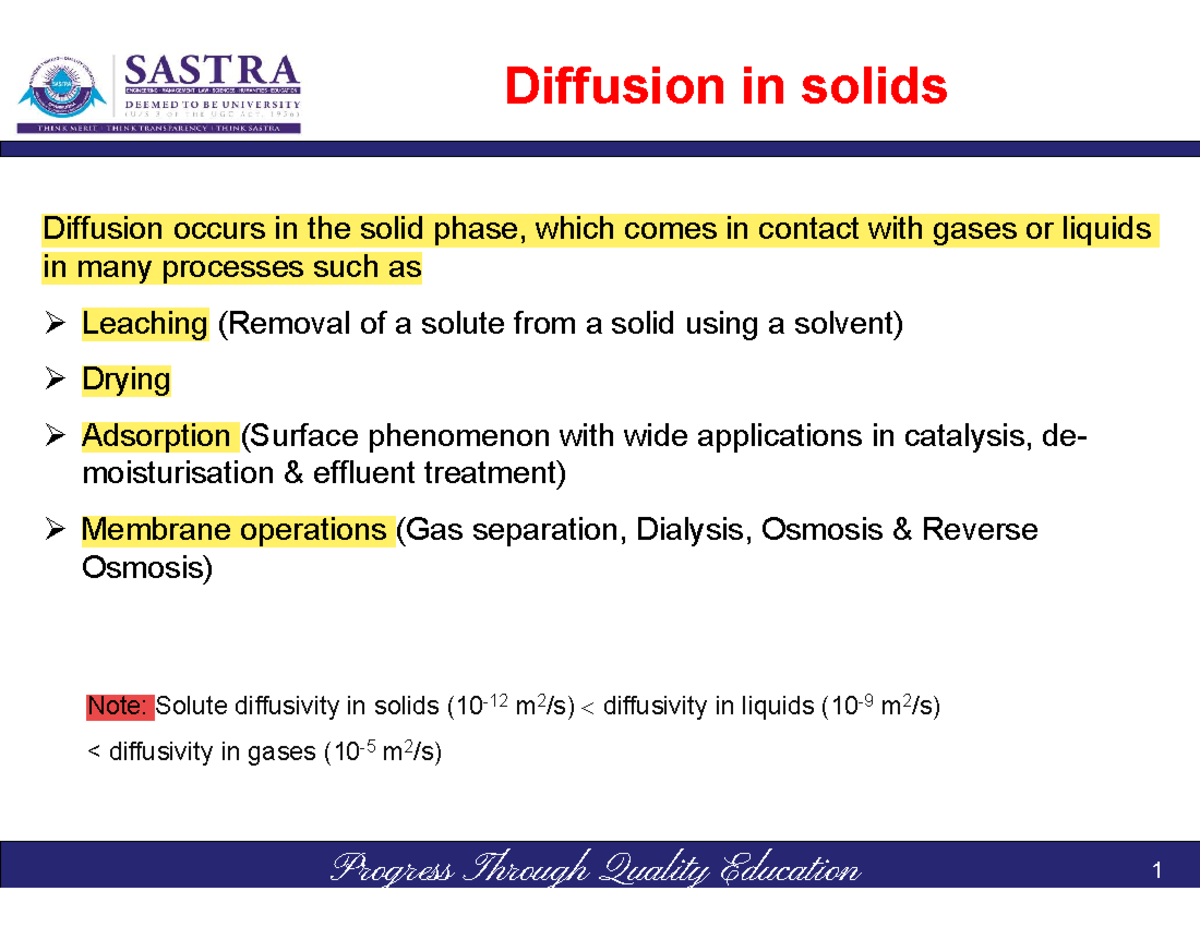 Unit 1-diffusion in solids - 1 Diffusion occurs in the solid phase ...