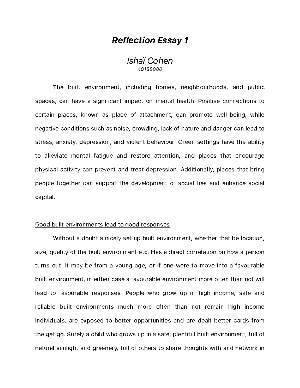 Reflective Essay 1 - ENGR 392 concordia university assignment ...