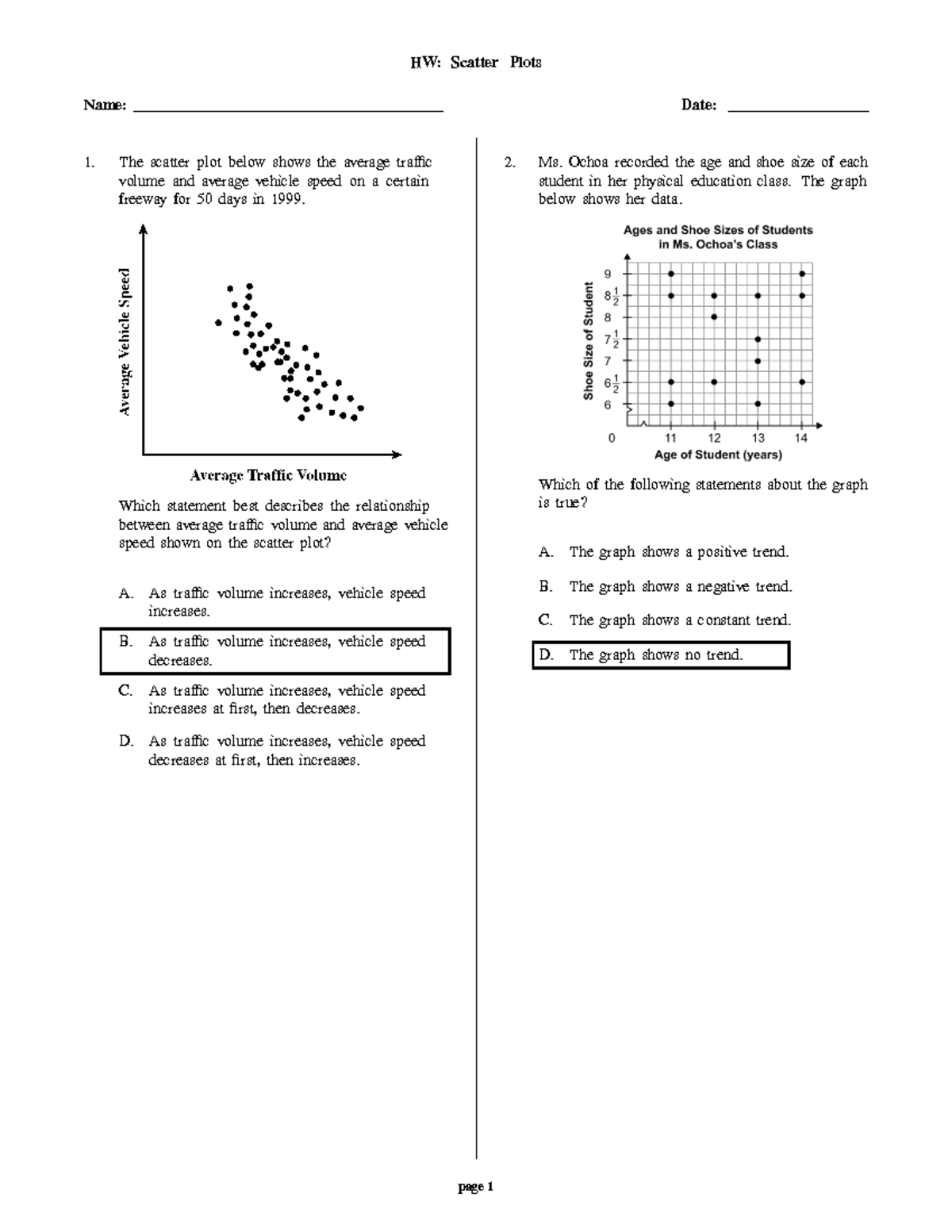 Kami Export - Cesar Pereira - HW Scatter Plots - HW: Scatter Plots Name: Date: The scatter plot ...