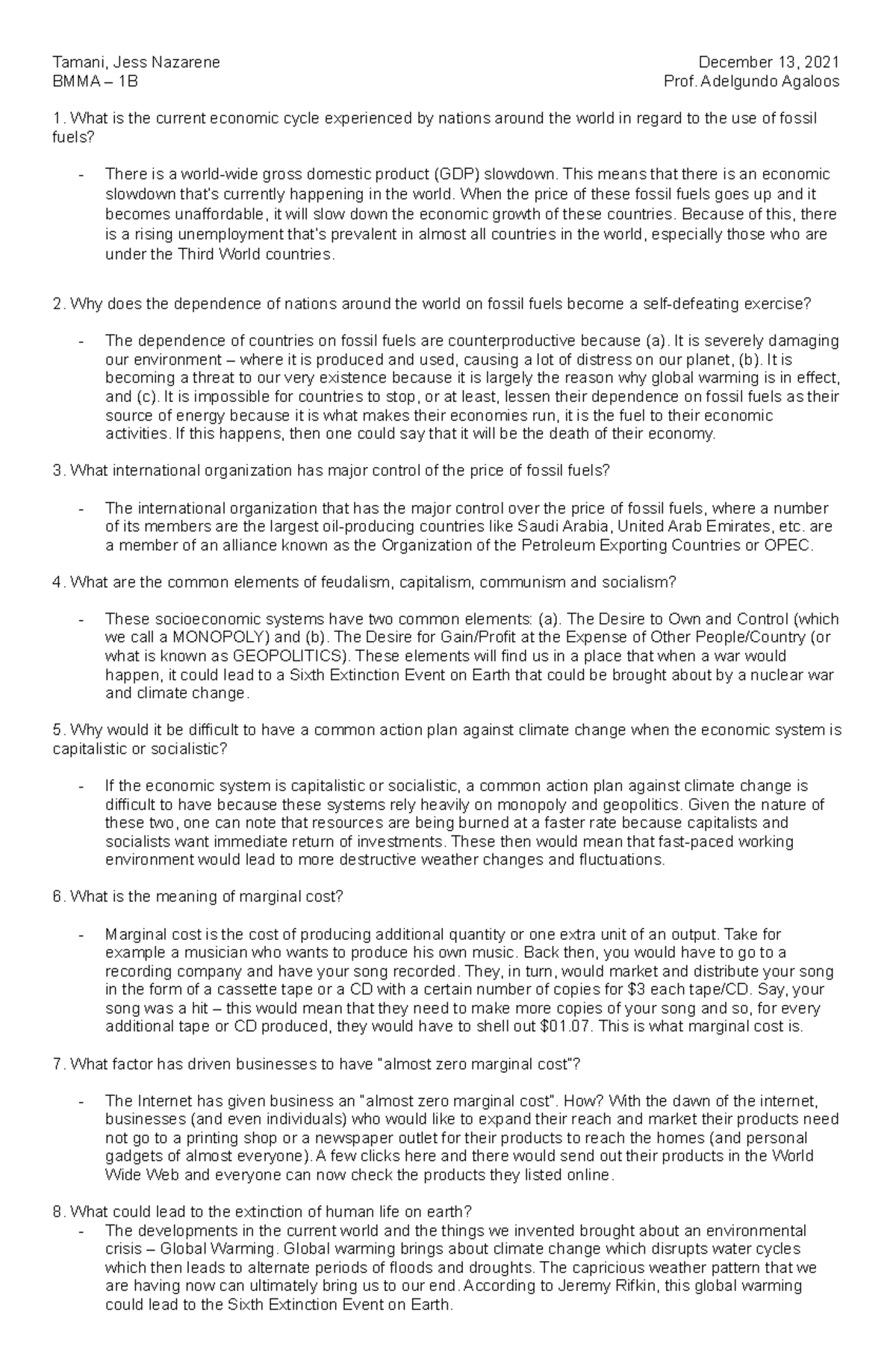 Freud, Second and Third Industrial Revolution Quiz Answers (my own ...