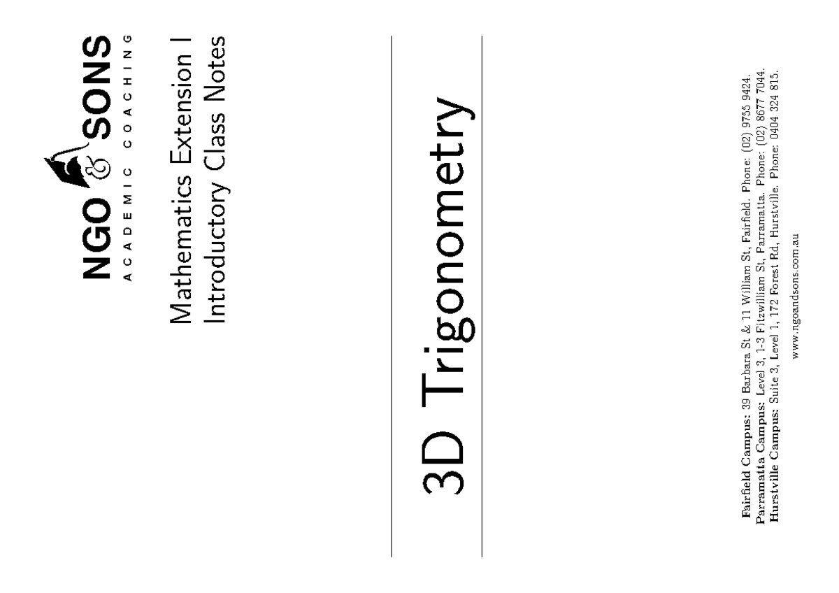 3U 3D Trigonometry Student Classwork (Version 2) - NGO & SONS A C A D E ...